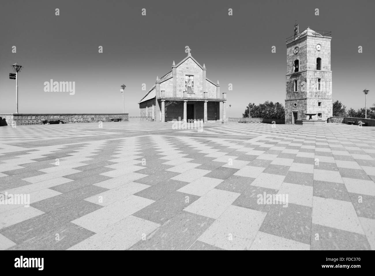 Square, Chapel and bell tower on the summit of Mount Gelbison, a place ...