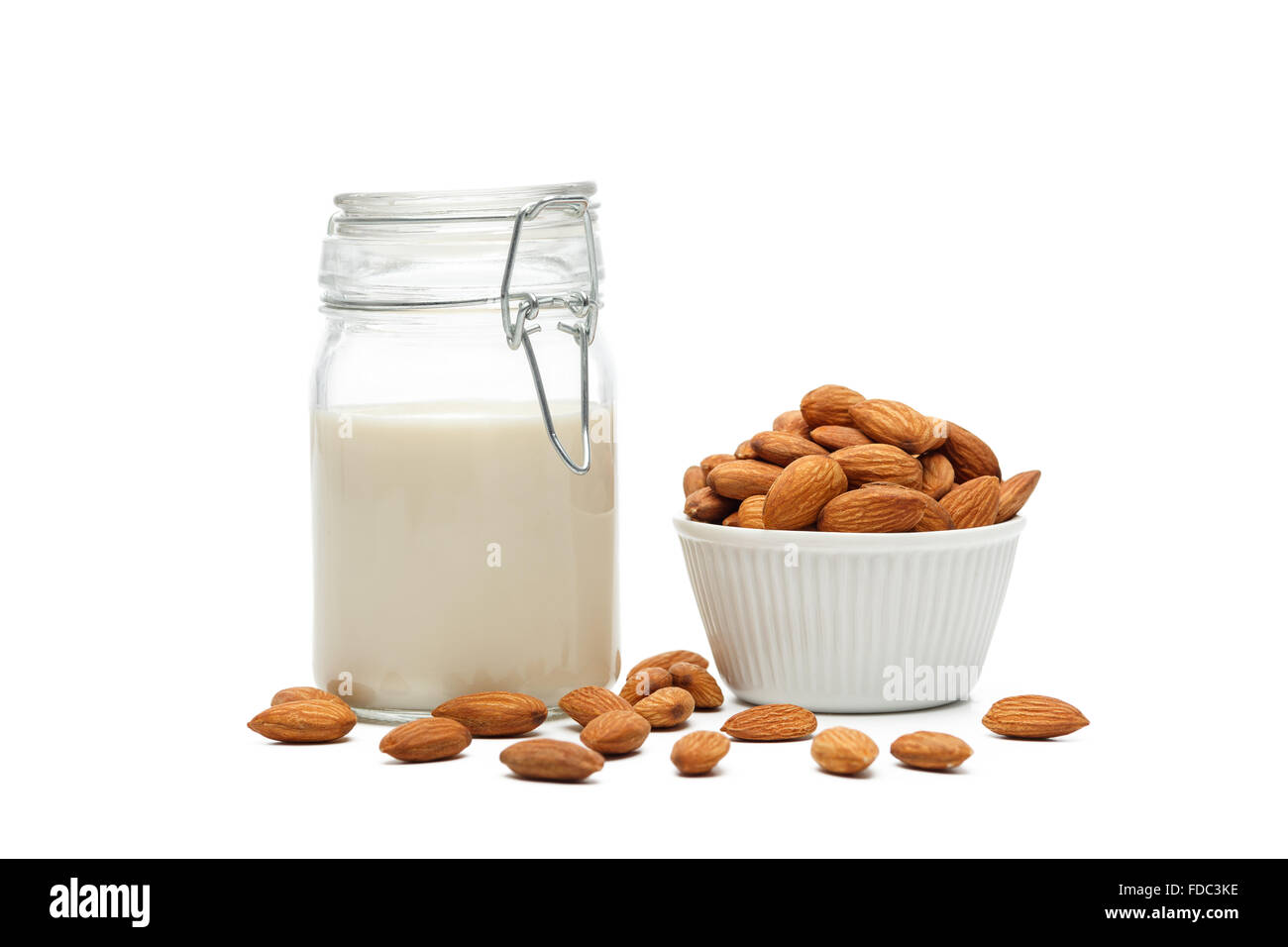 almond milk nut fruit organic healthy vegan white background vegetarian ...