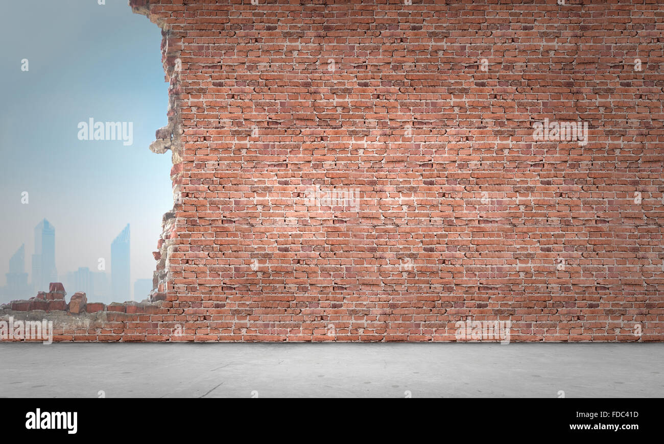 Background image with brick damaged wall. Place for text Stock Photo ...