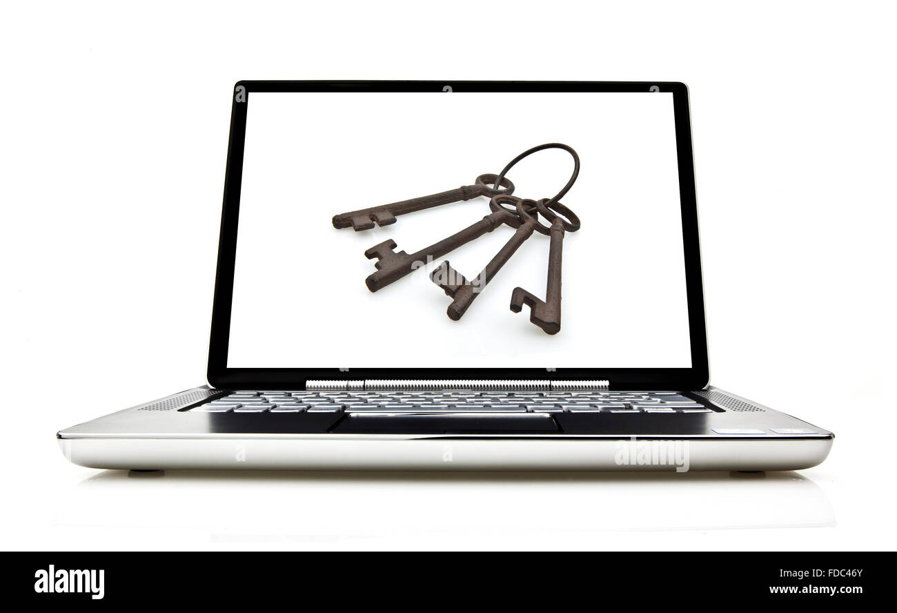 Laptop isolated on white with screen showing concept for laptop ...