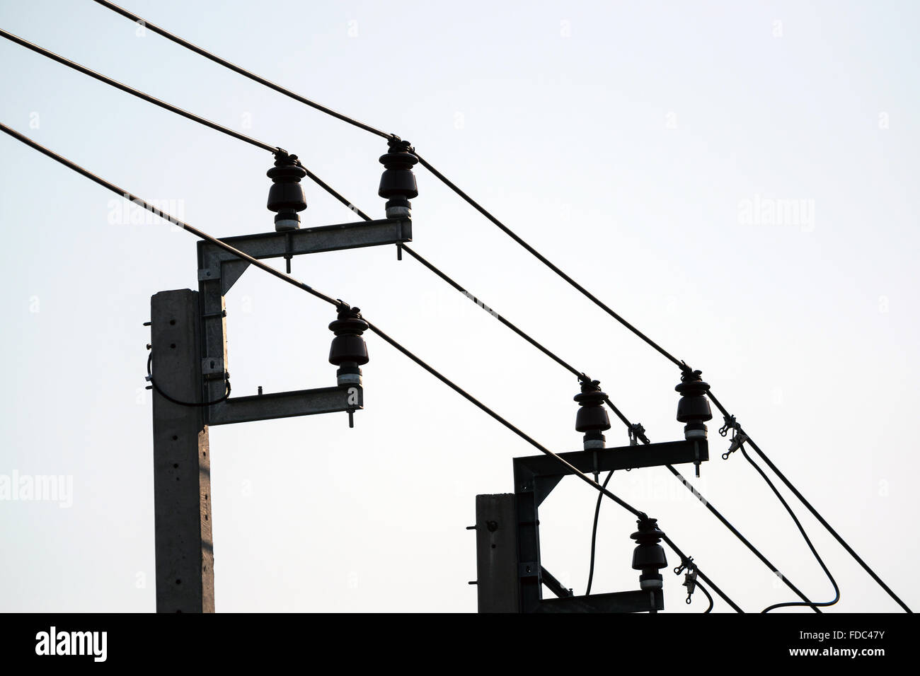 Close up of power line insulators Stock Photo - Alamy