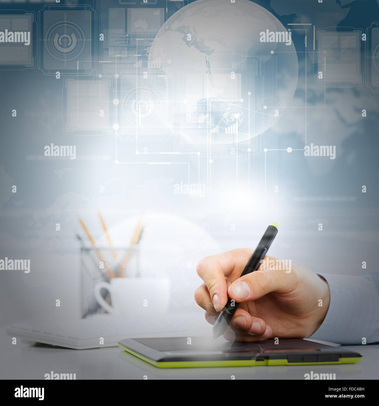 Close up of human hand drawing business strategy plan Stock Photo - Alamy