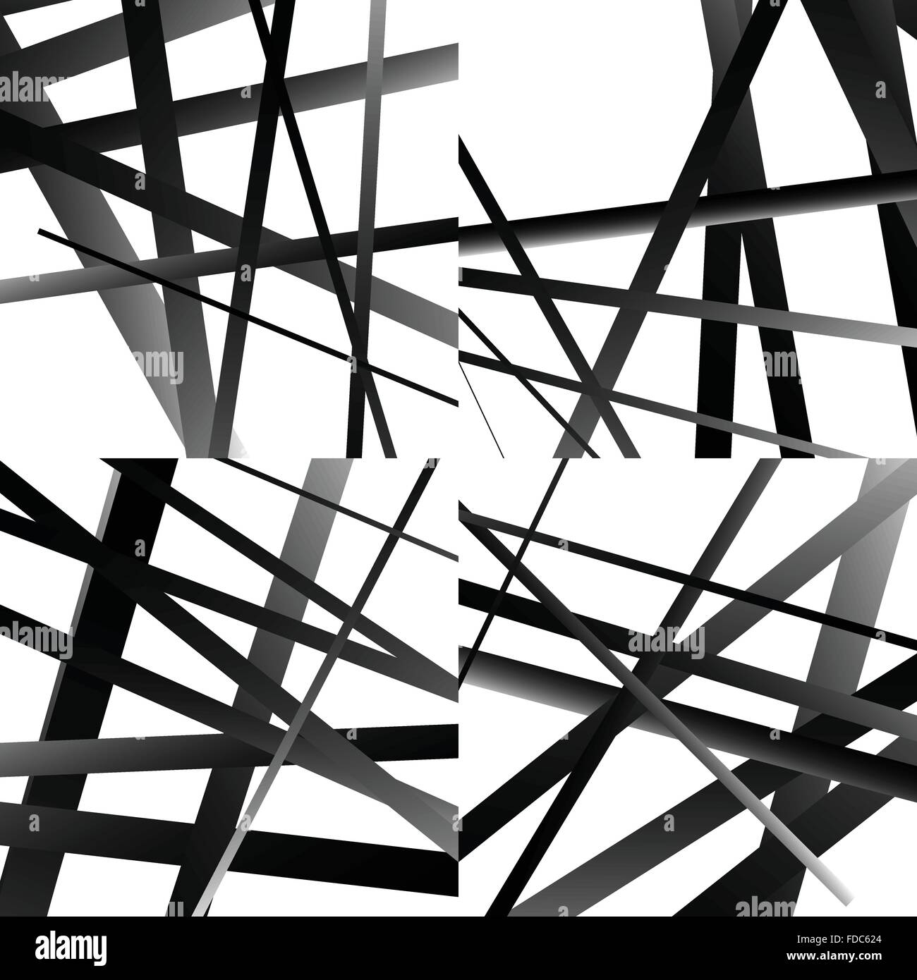Set Of Abstract Intersecting Lines Pattern Monochrome Vector Graphic