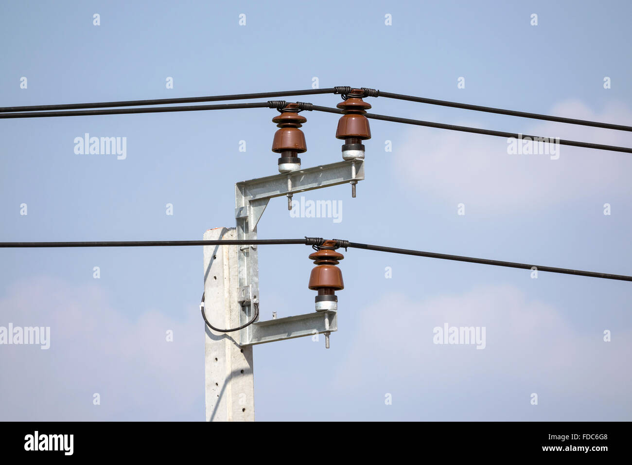 Close up of power line insulators Stock Photo - Alamy