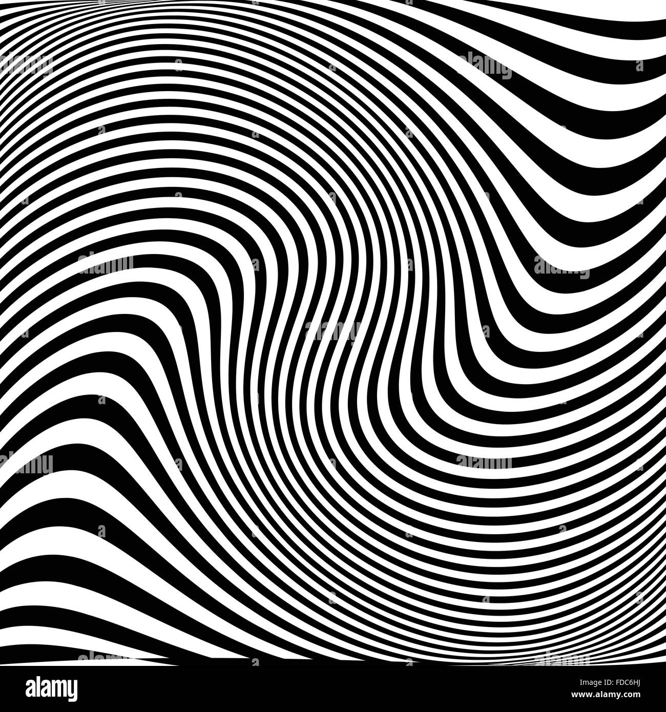 Abstract lines with distortion, deformation effect. Asymmetric ...