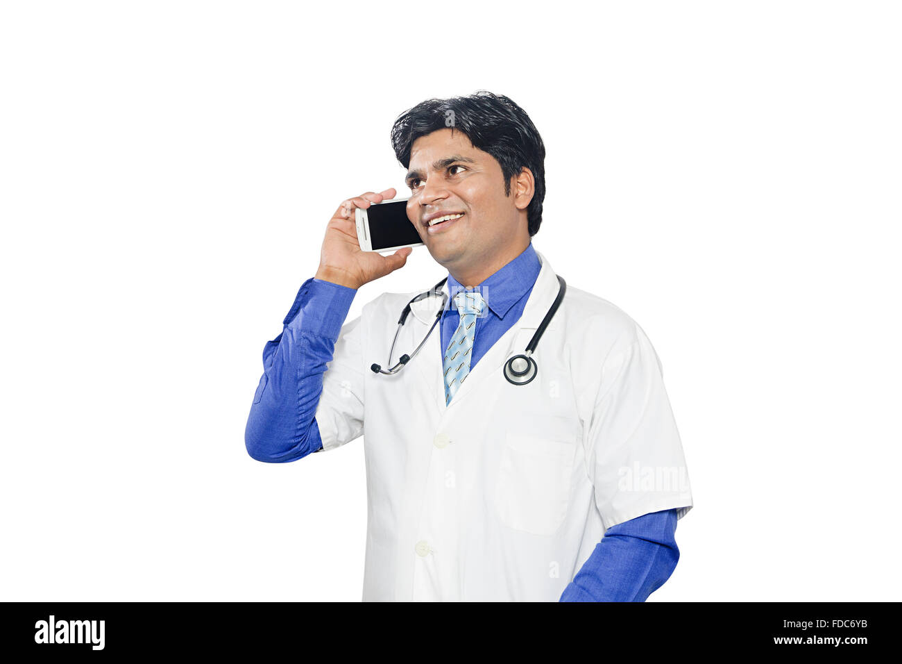 1 Adult Man Doctor Standing Talking Mobile Phone Stock Photo - Alamy