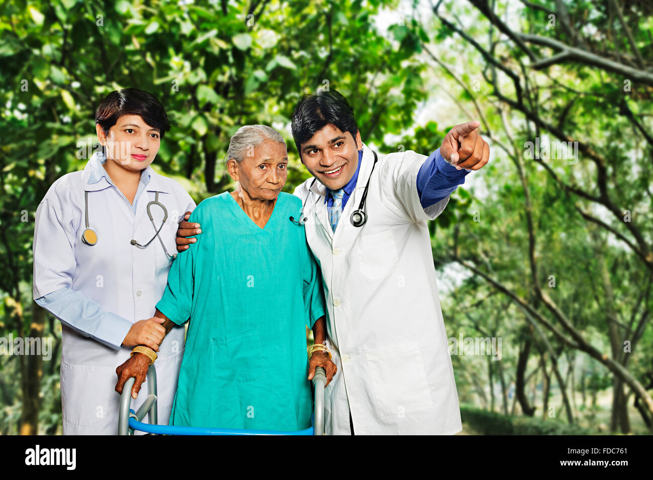 Doctor Patient Support Finger Pointing Showing Stock Photo - Alamy
