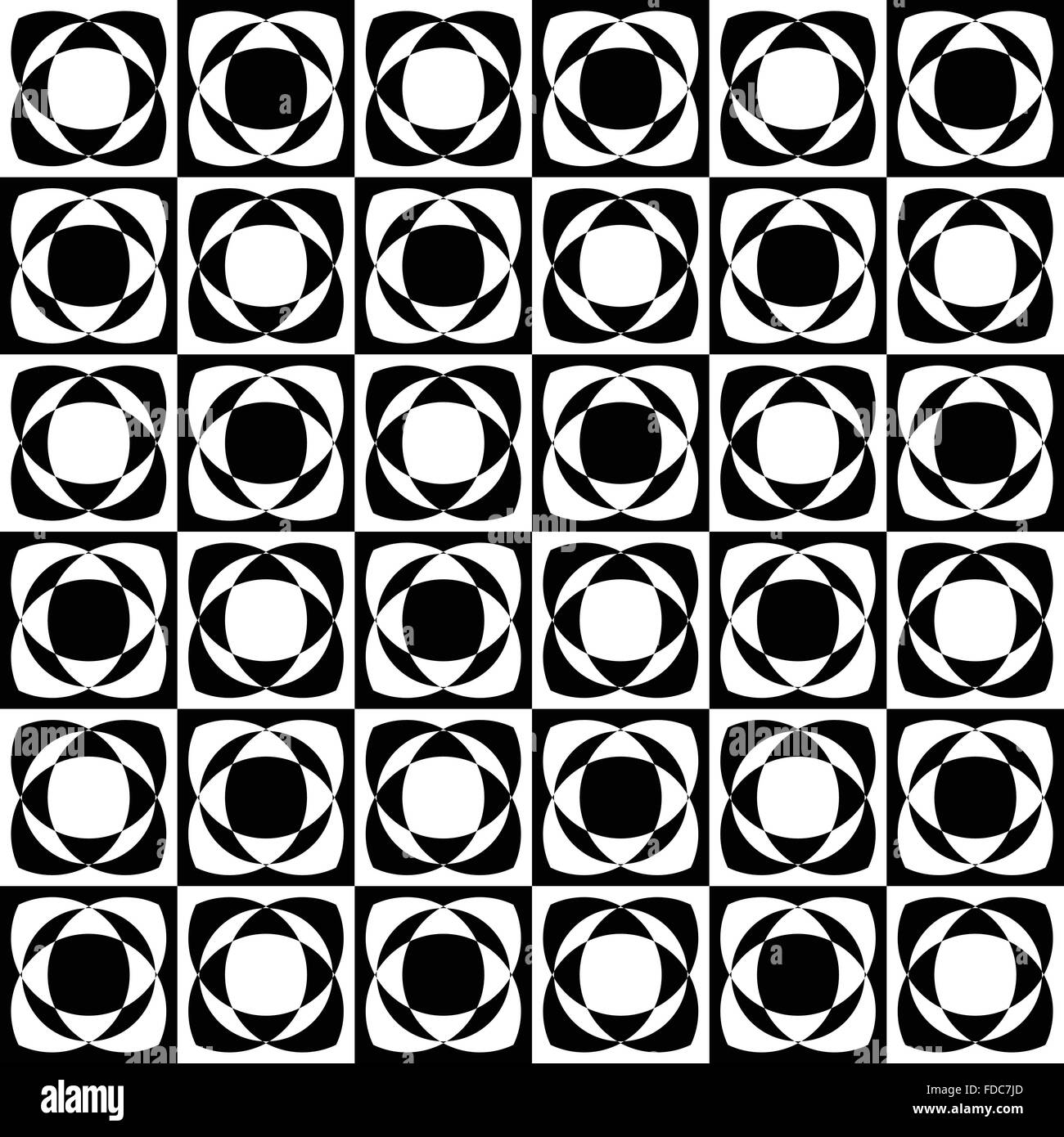 Abstract seamlessly repeatable pattern with checkered tiles. Monochrome ...