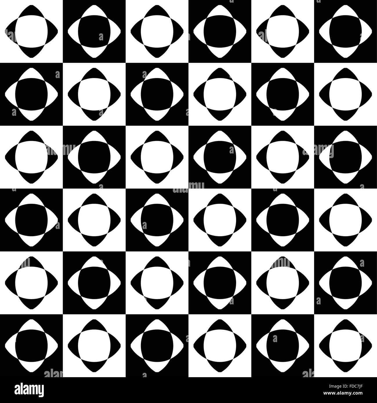 Abstract seamlessly repeatable pattern with checkered tiles. Monochrome ...