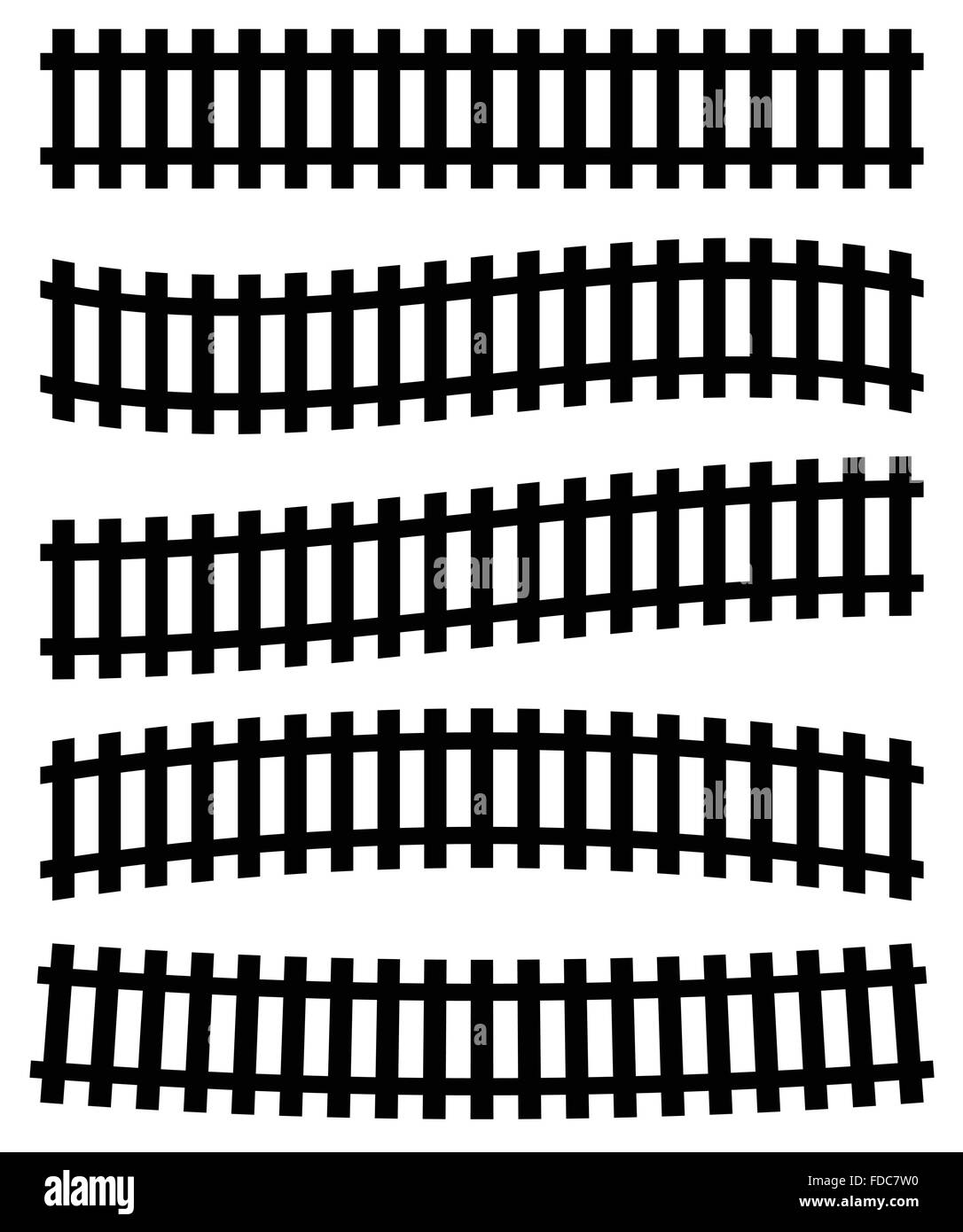 3d railway, railroad track silhouettes. (Straight version repeatable ...