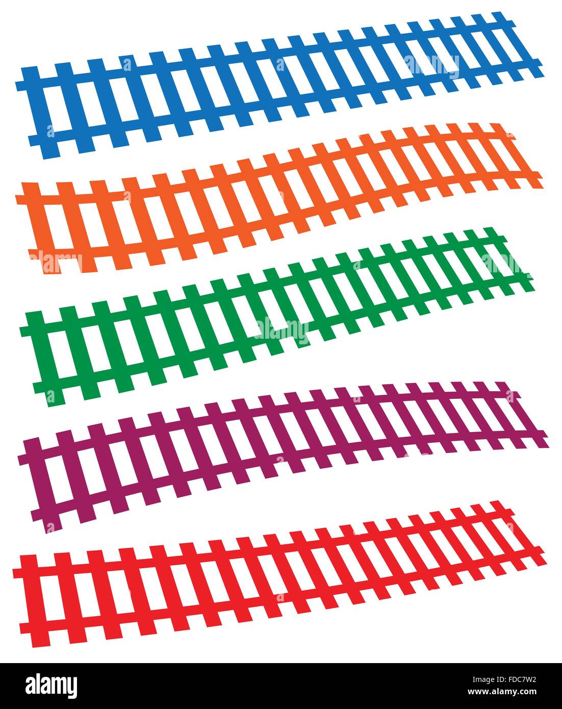 3d colorful railway, railroad tracks isolated on white Stock Vector ...