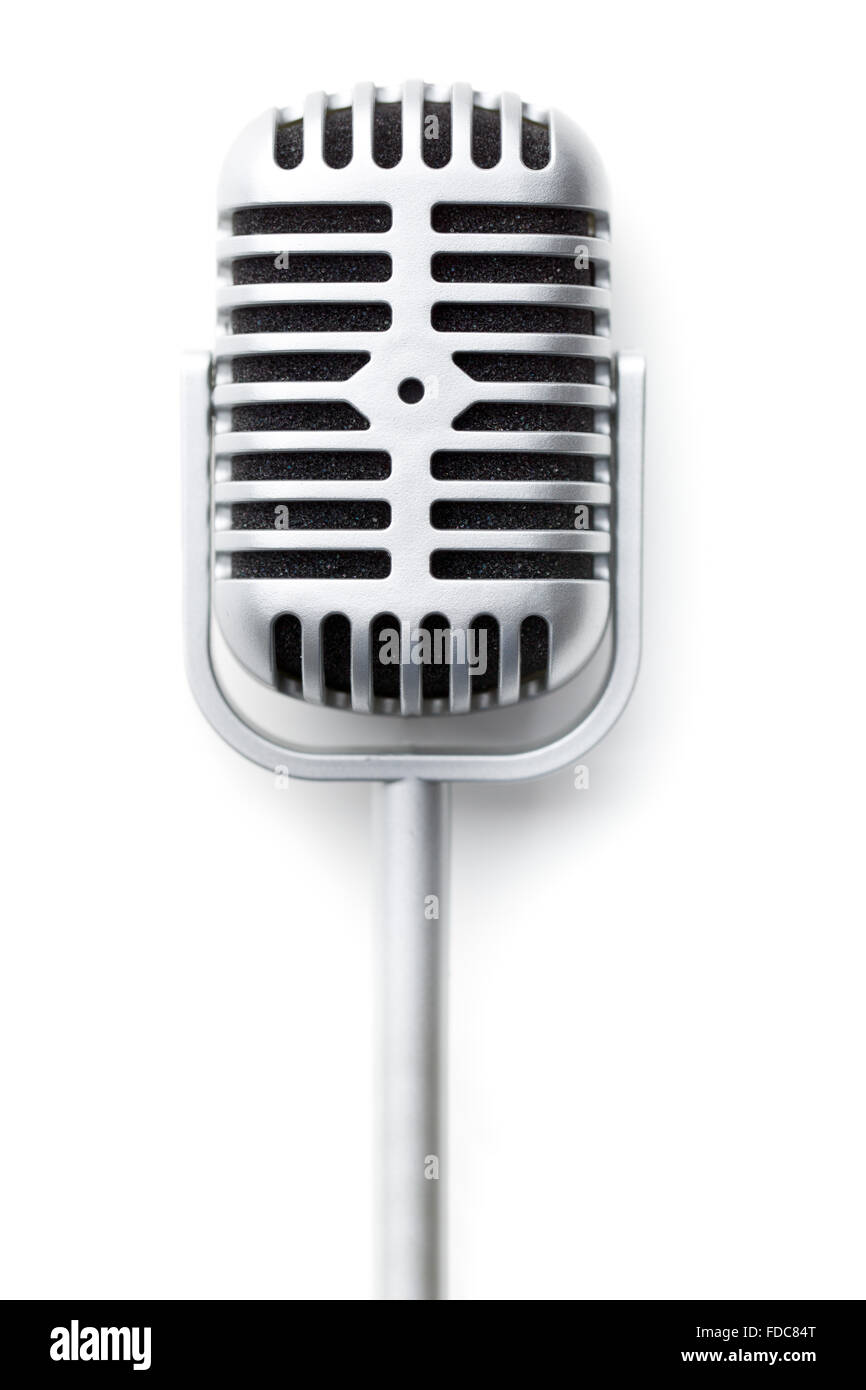 the classic vintage silver microphone Stock Photo - Alamy