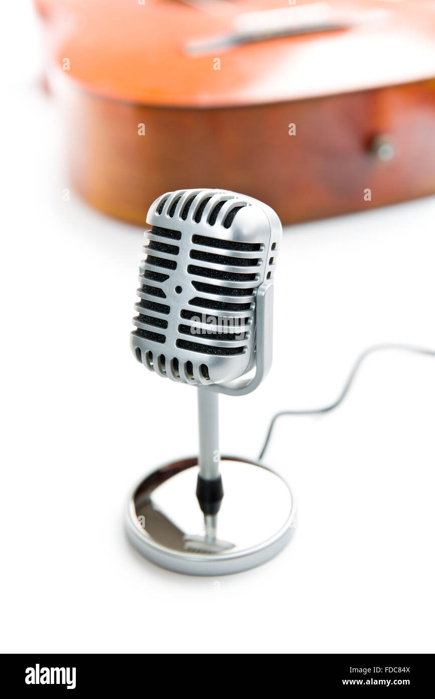 the classic vintage silver microphone Stock Photo - Alamy