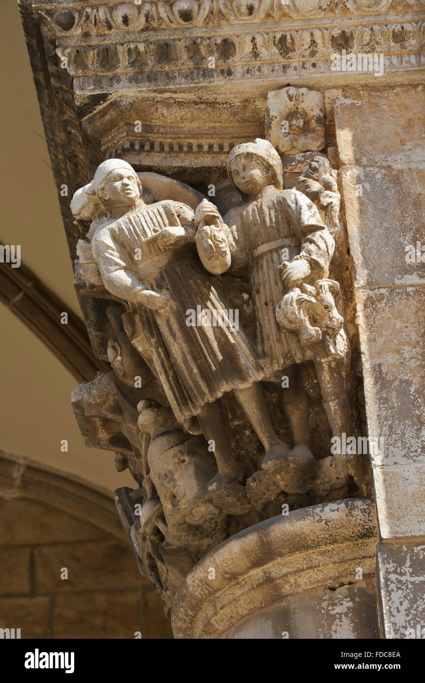 Stone carvings on the column of the Rector Palace, Dubrovnik, Croatia ...