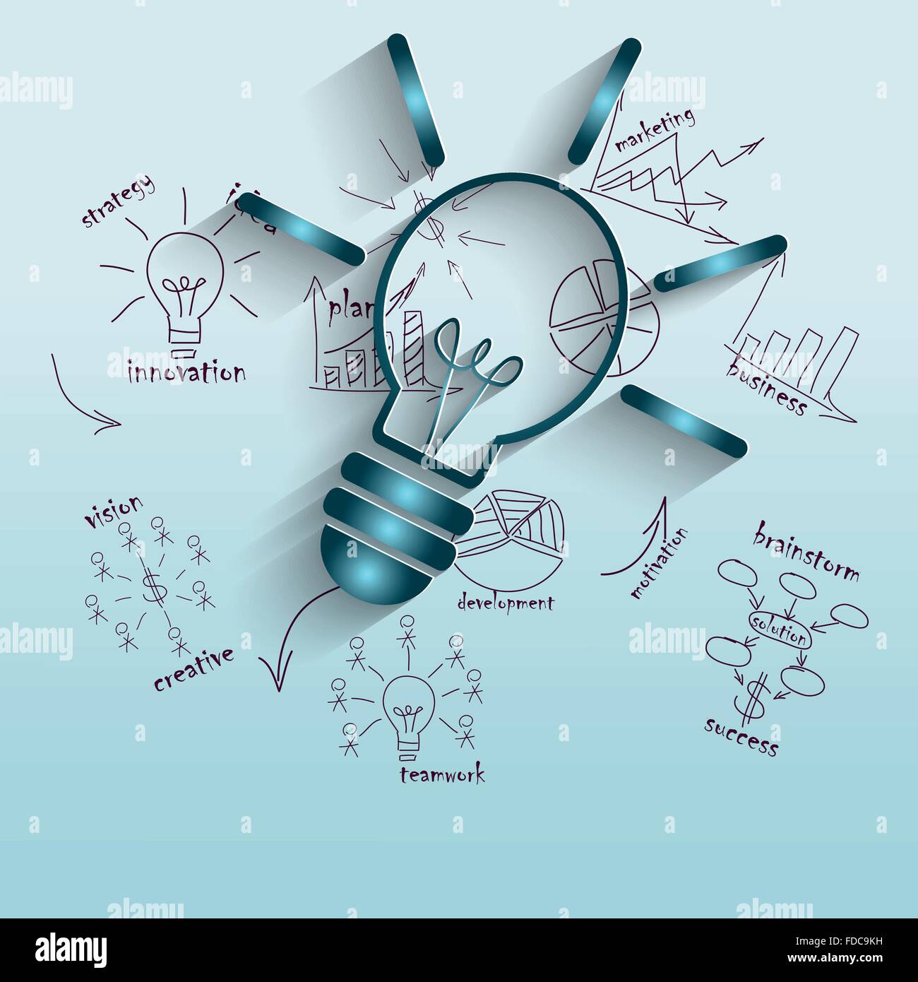 The idea of economic management, illustration with lamp for business ...