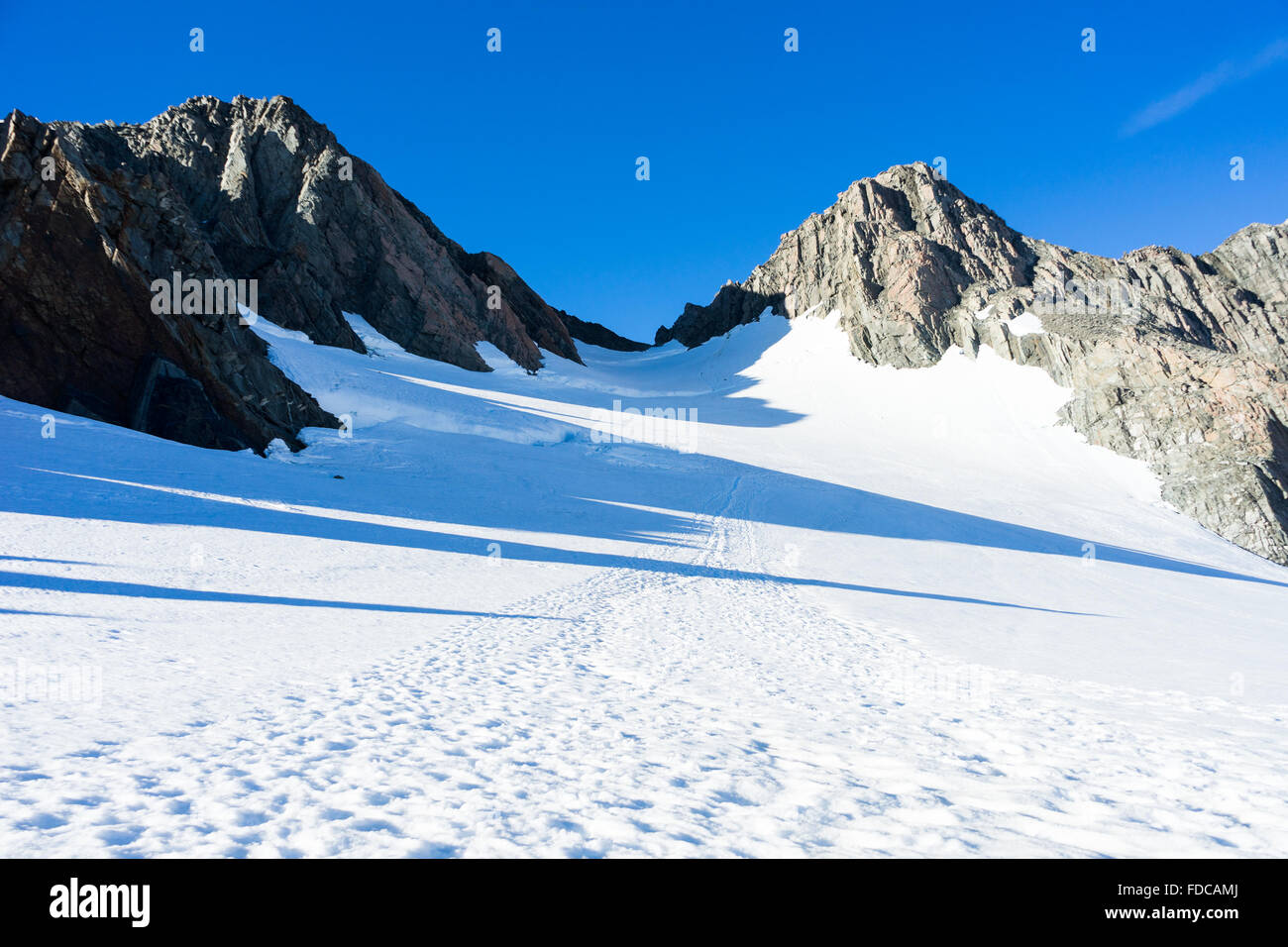 Mountain landscape with snow and clear blue sky Stock Photo - Alamy