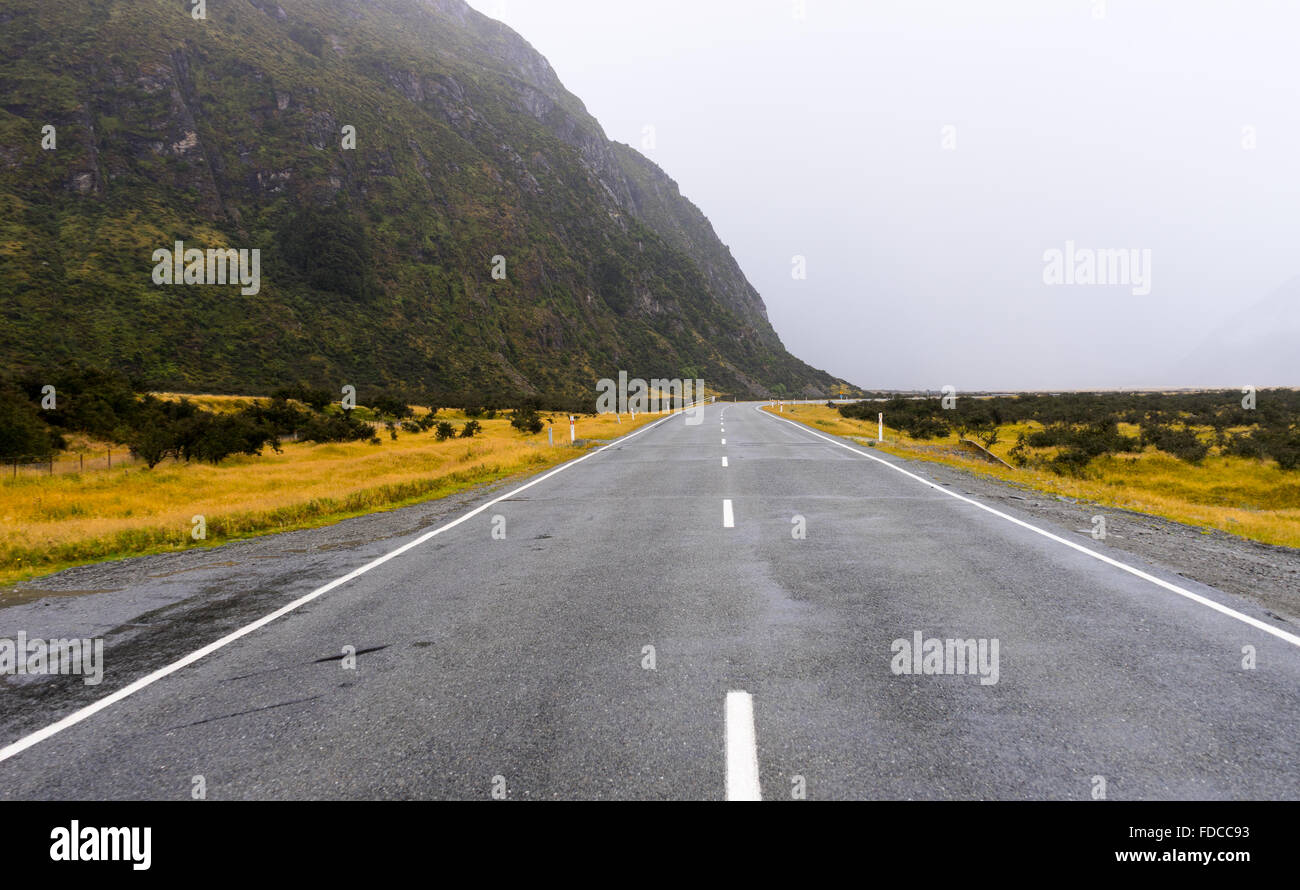 Natural landscape of New Zealand alps and road Stock Photo - Alamy