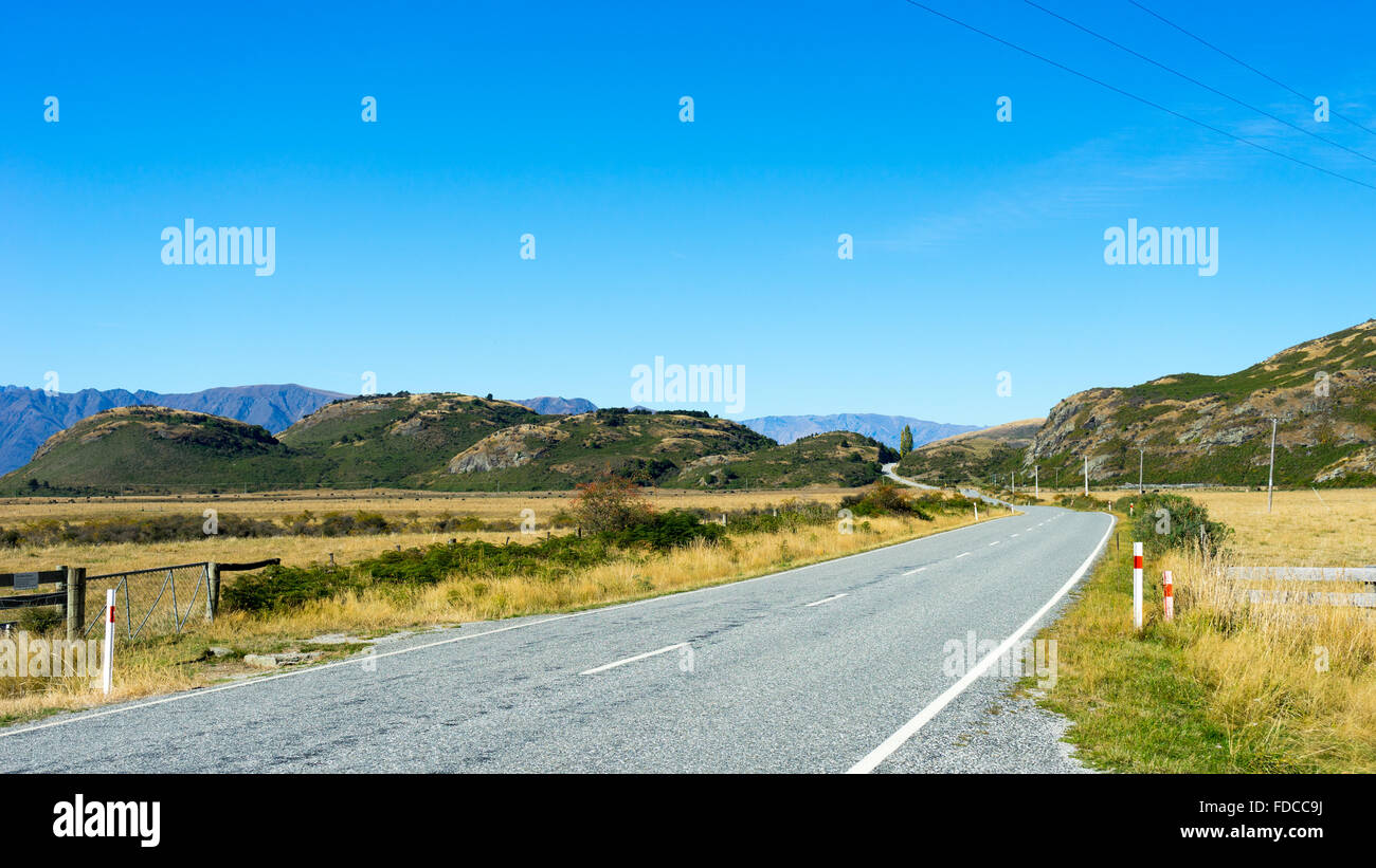 Natural landscape of New Zealand alps and road Stock Photo - Alamy