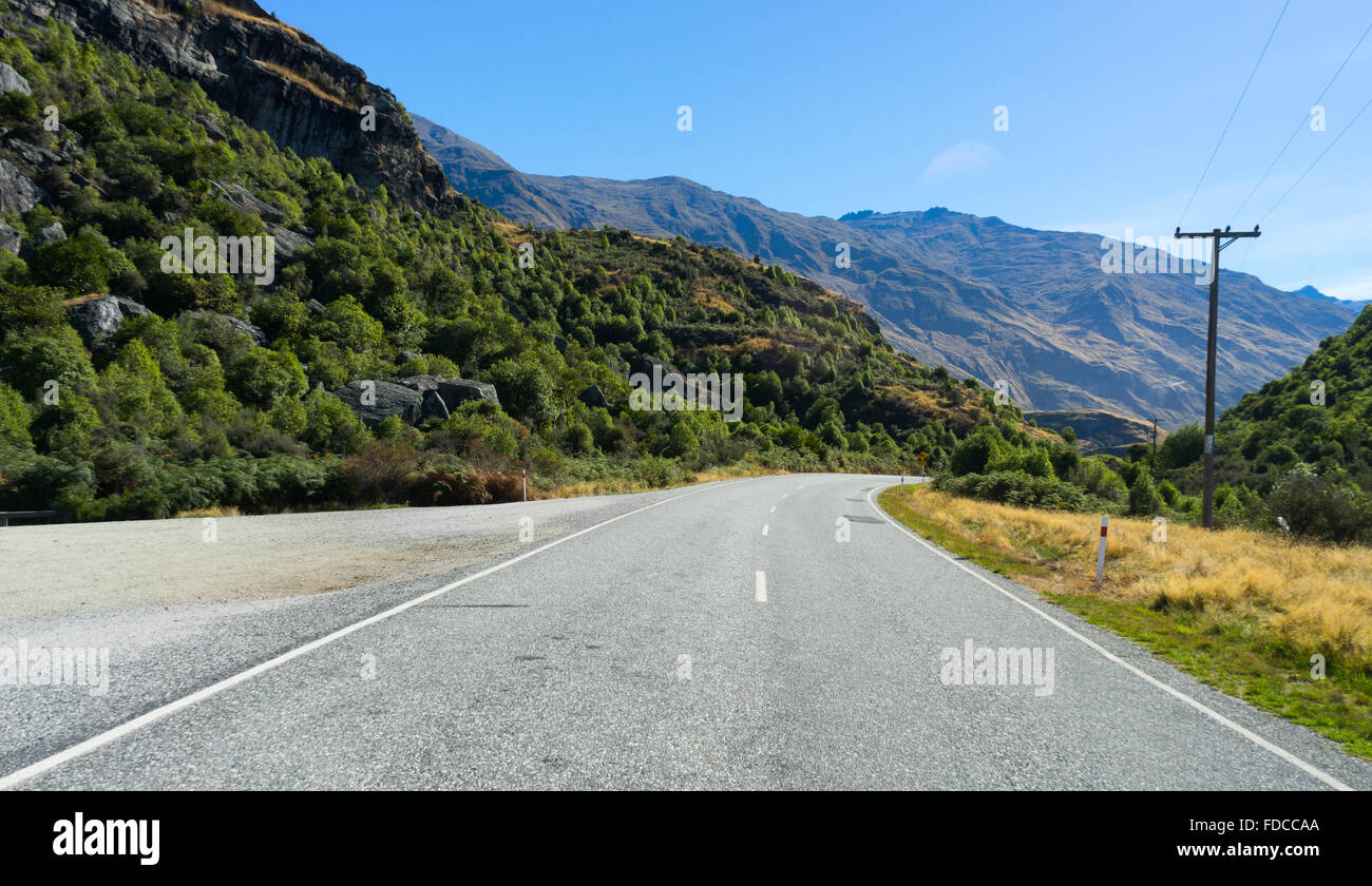 Natural landscape of New Zealand alps and road Stock Photo - Alamy