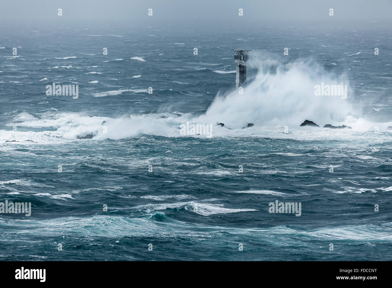 Storm Desmond, Longships Lighthouse, Lands End ,Cornwall, UK Stock ...
