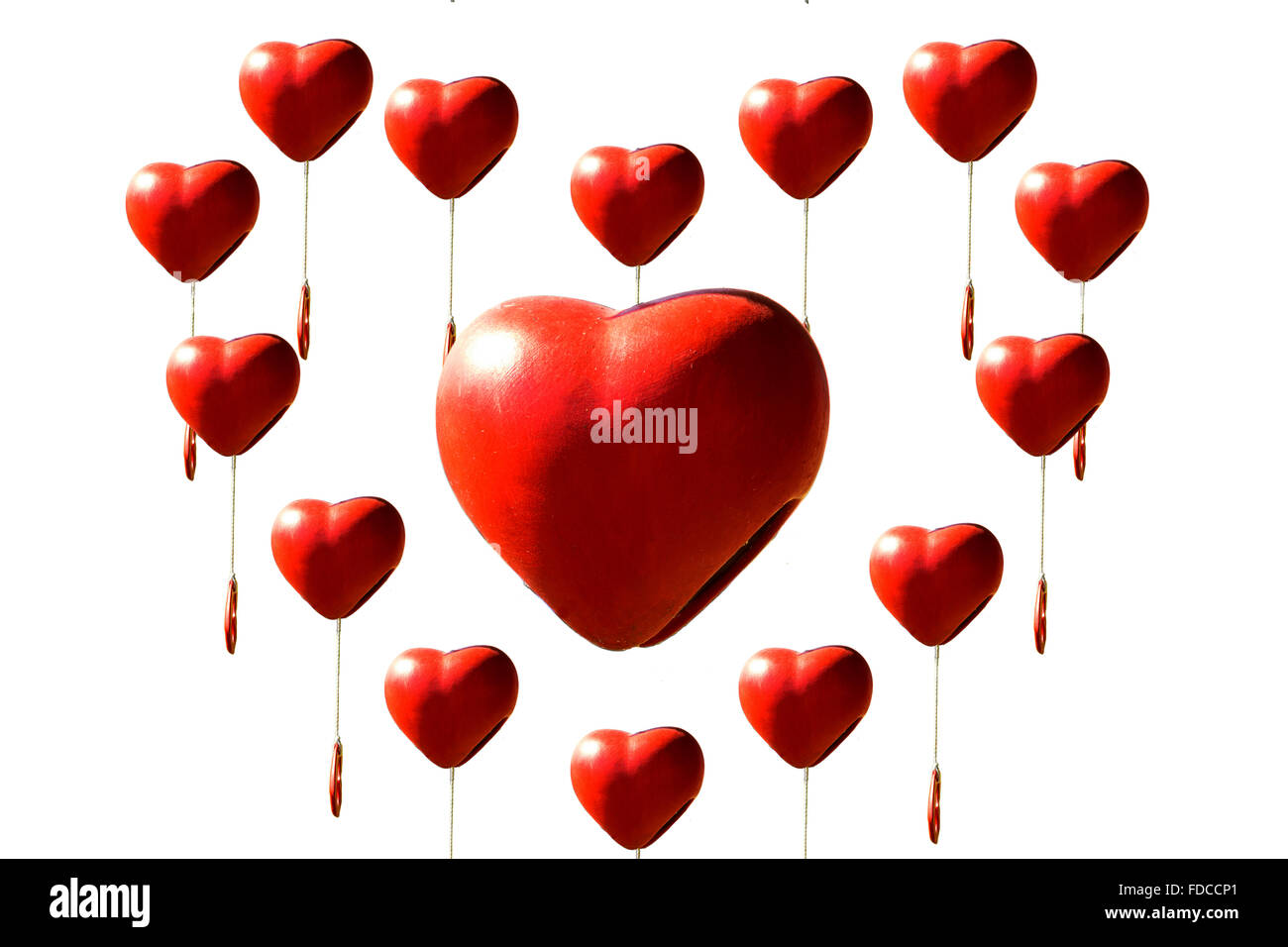 Heart-shaped bell for love and Valentine's Day isolated on white ...