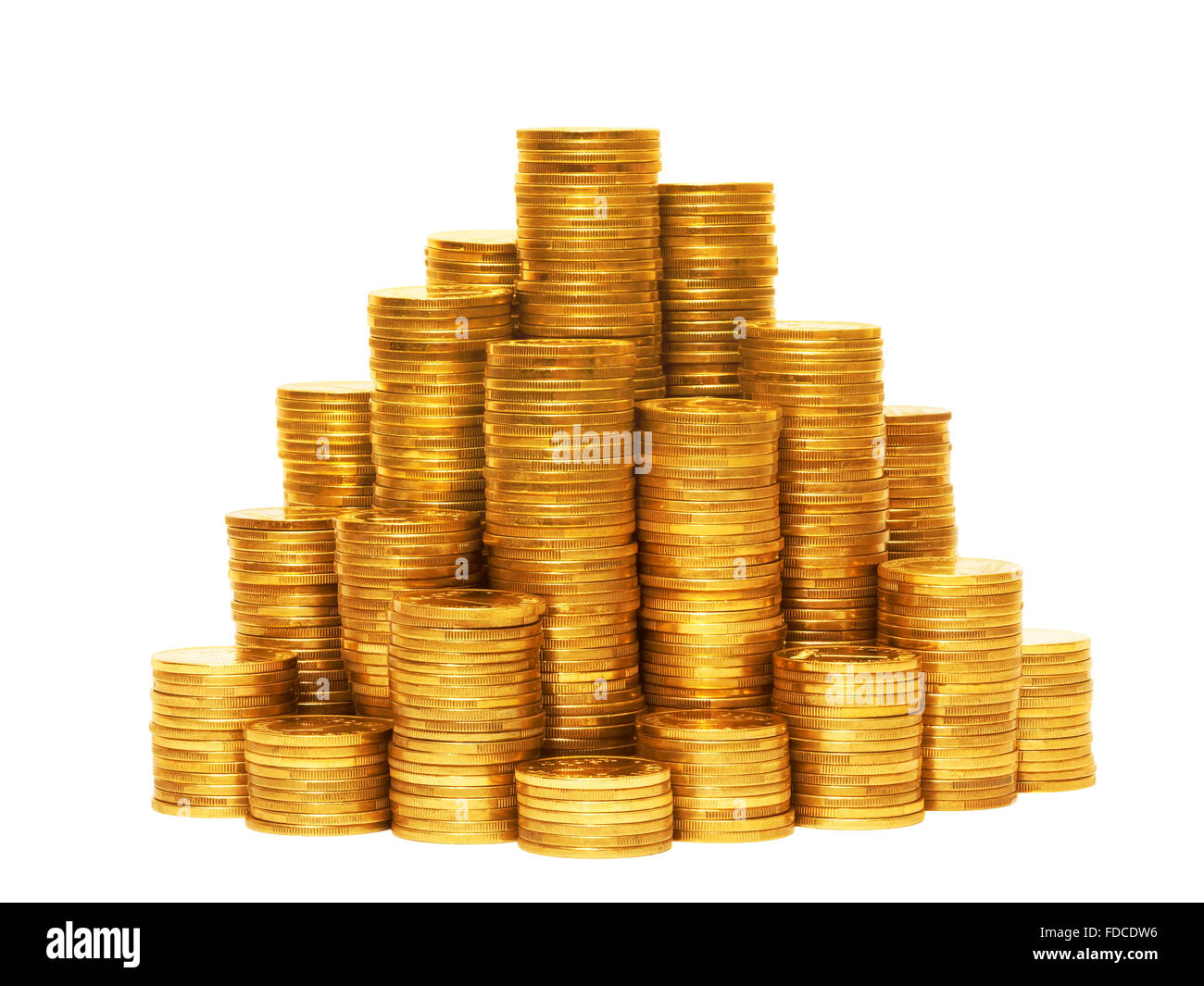 Piles of coins isolated on the white background Stock Photo - Alamy