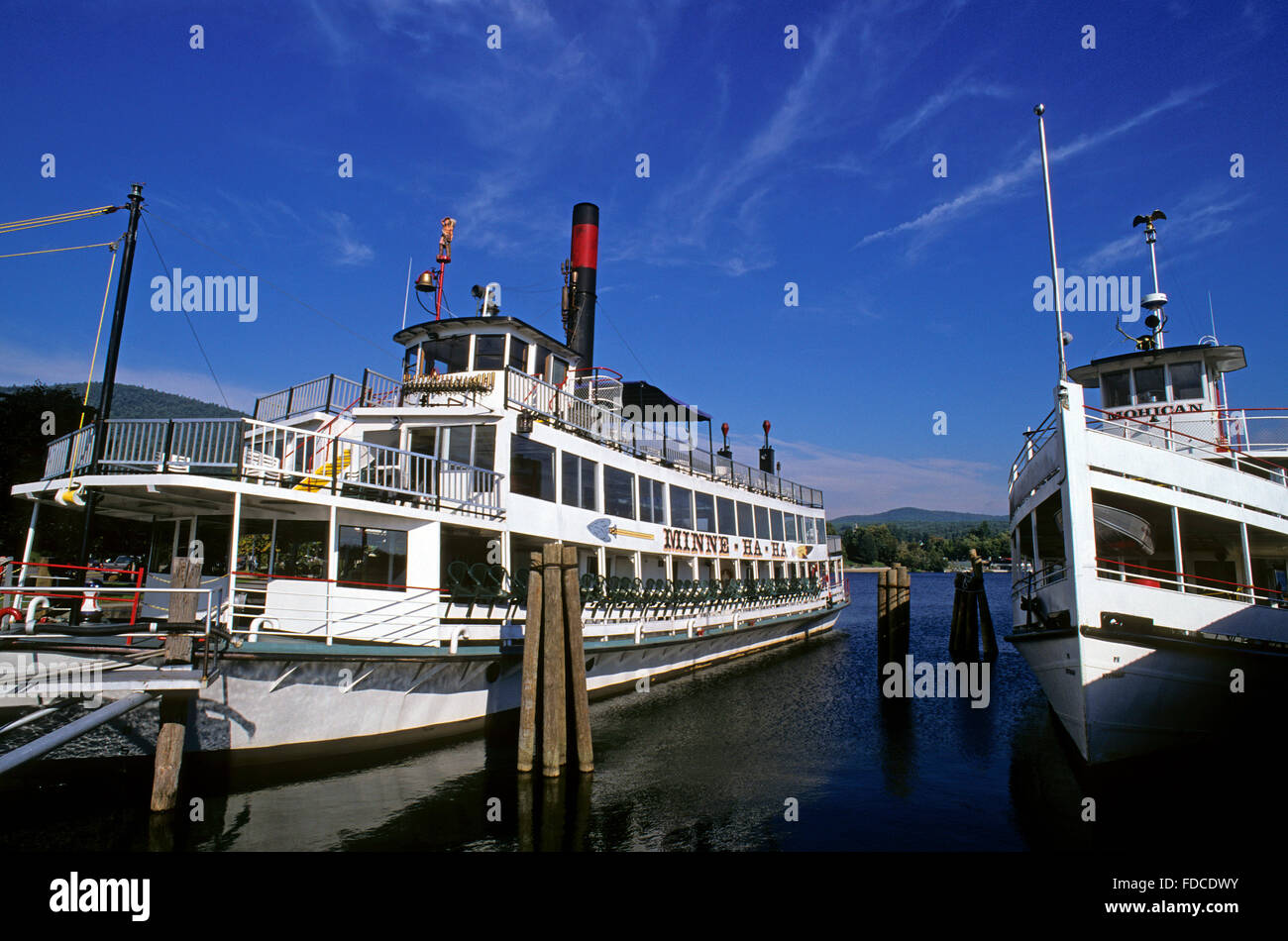 Tourist boats at Lake George, Adirondack State Park, New York State ...