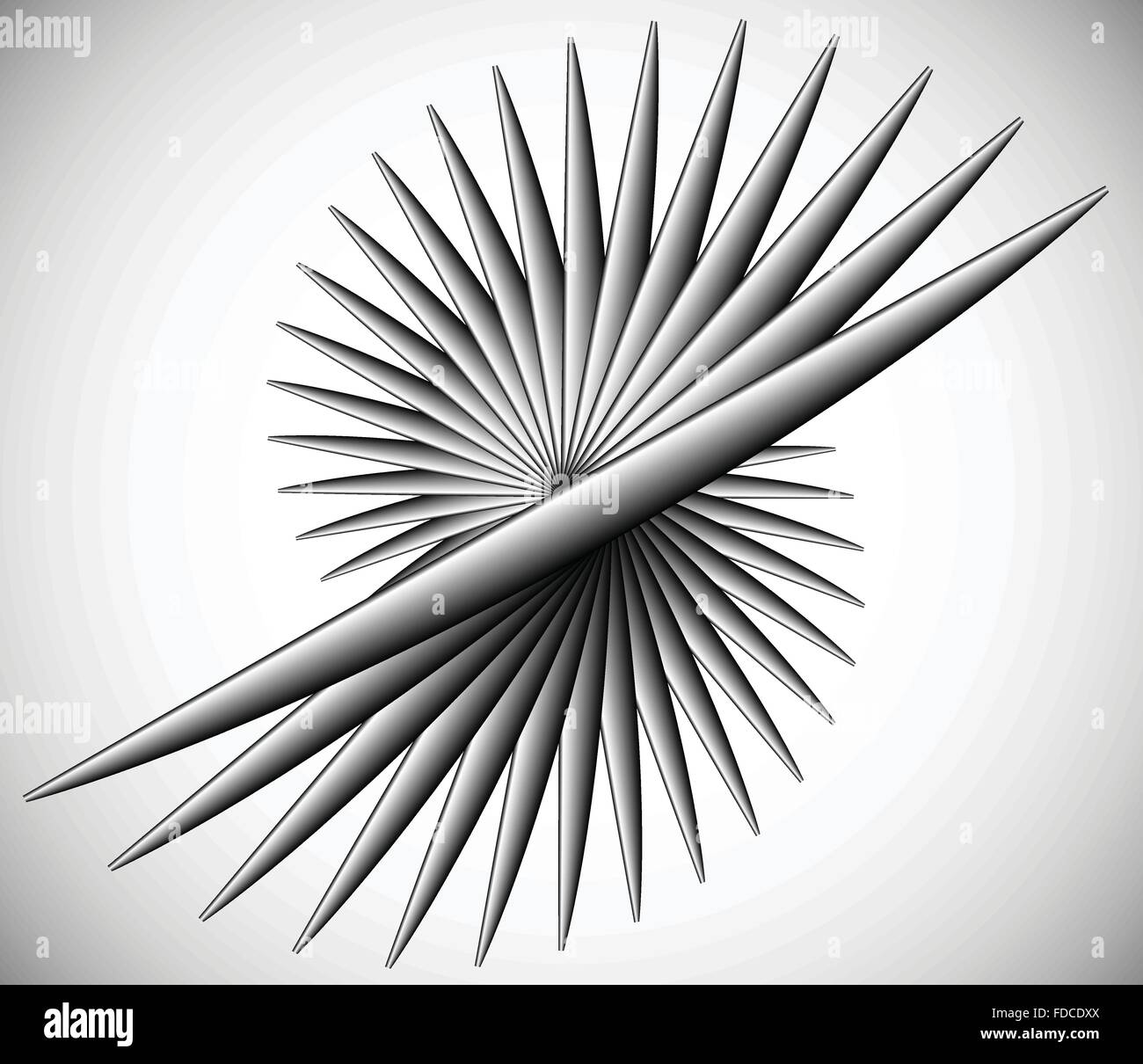 Pointed rotating lines. Spiky abstract element. Monochrome vector ...