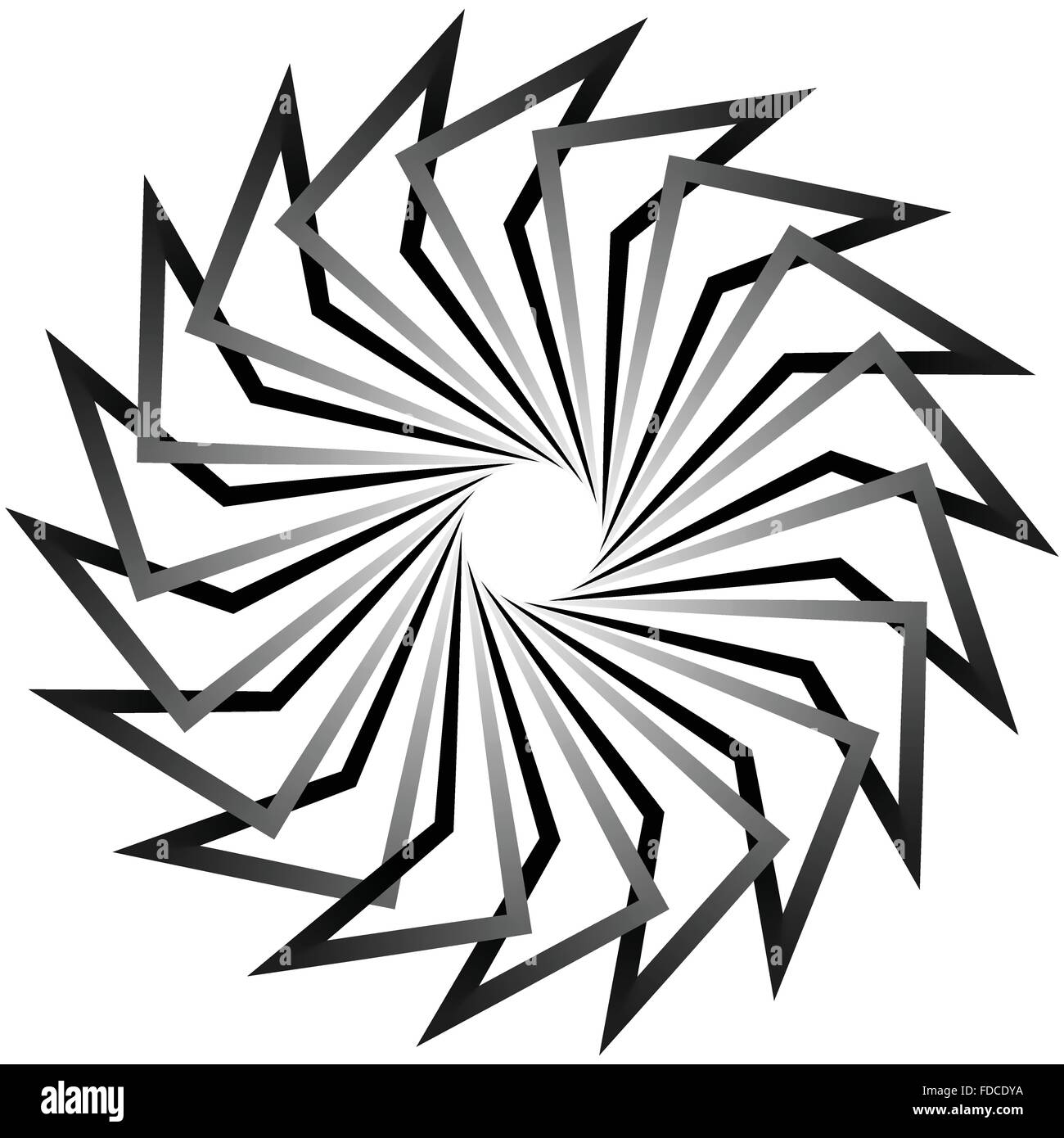 Abstract spirally, twirly shape isolated on white. Monochrome vector ...