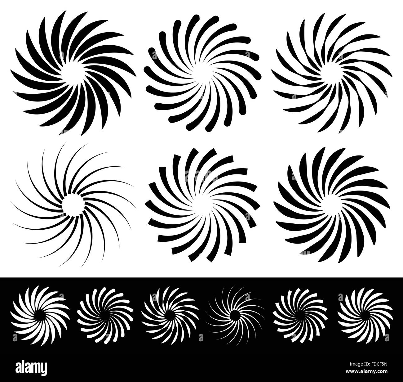 Set of 6 abstract spirals in black and white Stock Vector Image & Art ...