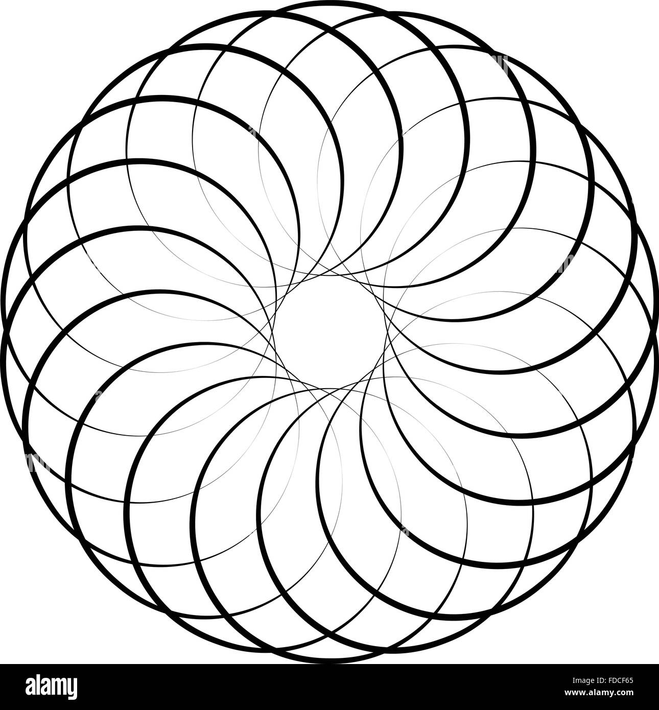 Abstract circular spiral, twirl element isolated on white. Editable ...
