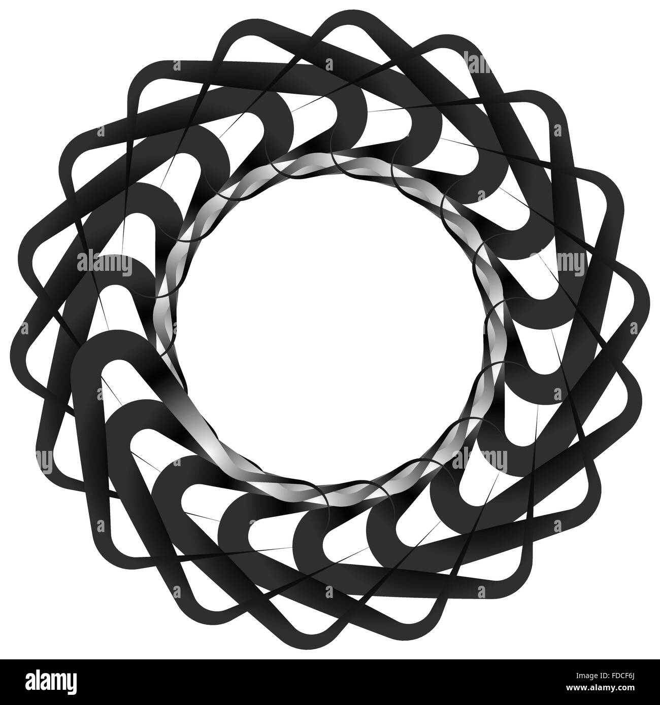 Abstract spirally, twirly shape isolated on white. Monochrome vector ...