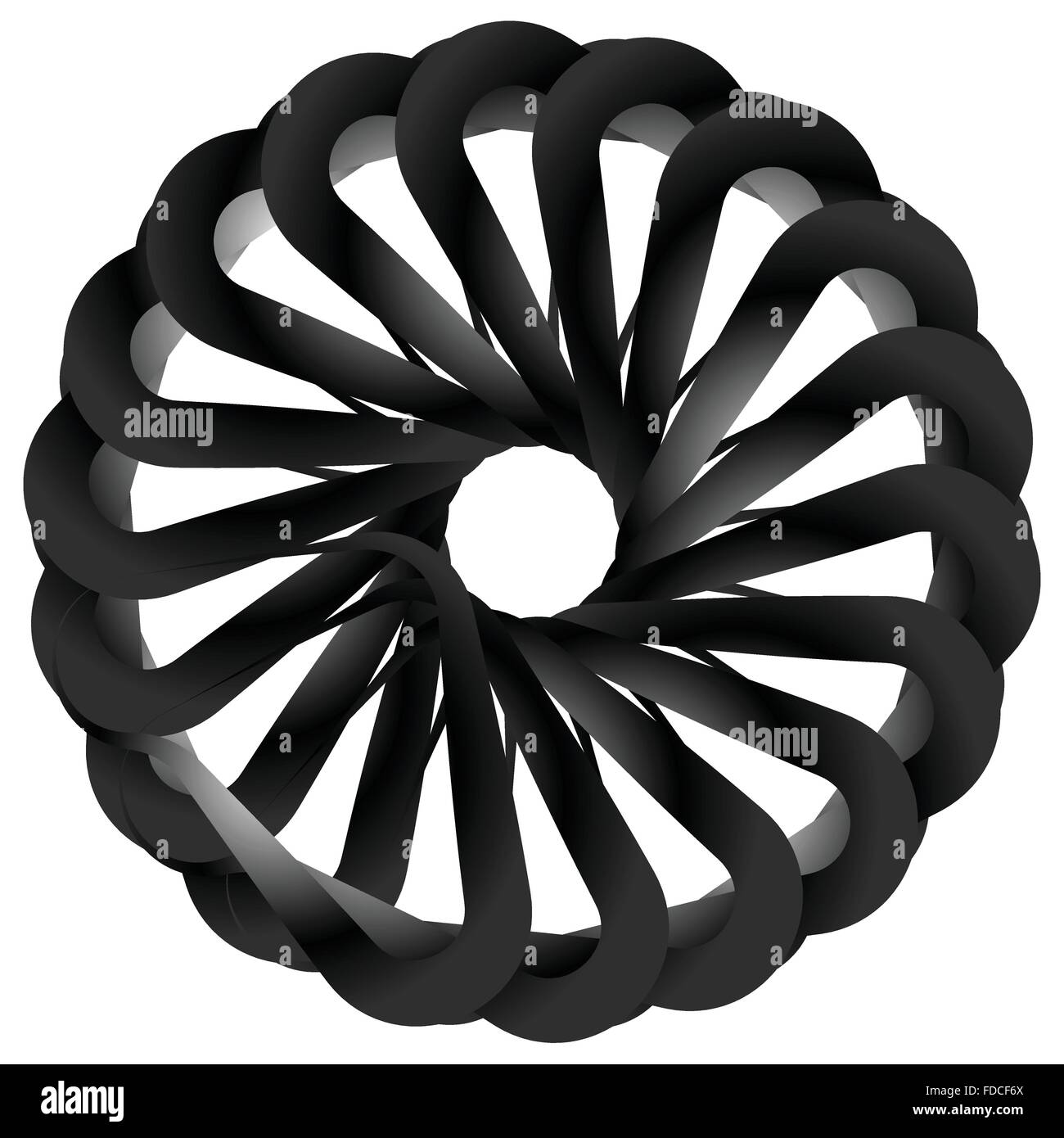 Abstract spirally, twirly shape isolated on white. Monochrome vector ...