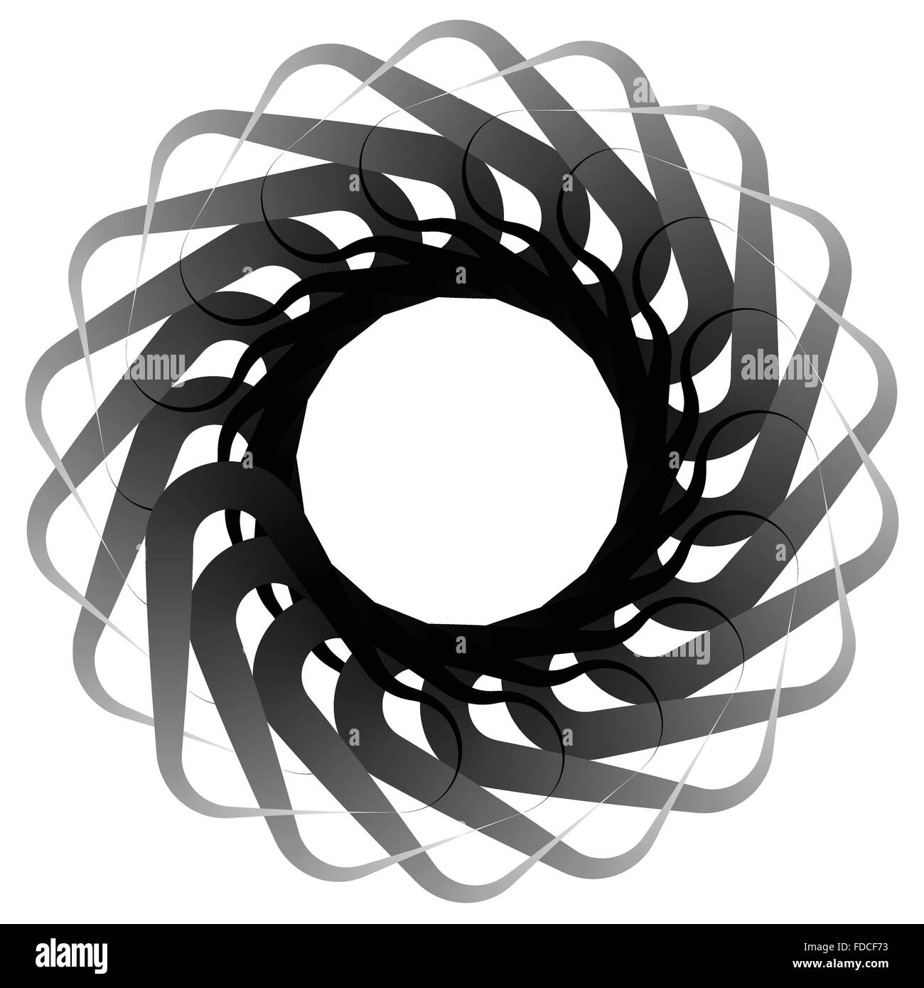 Abstract spirally, twirly shape isolated on white. Monochrome vector ...