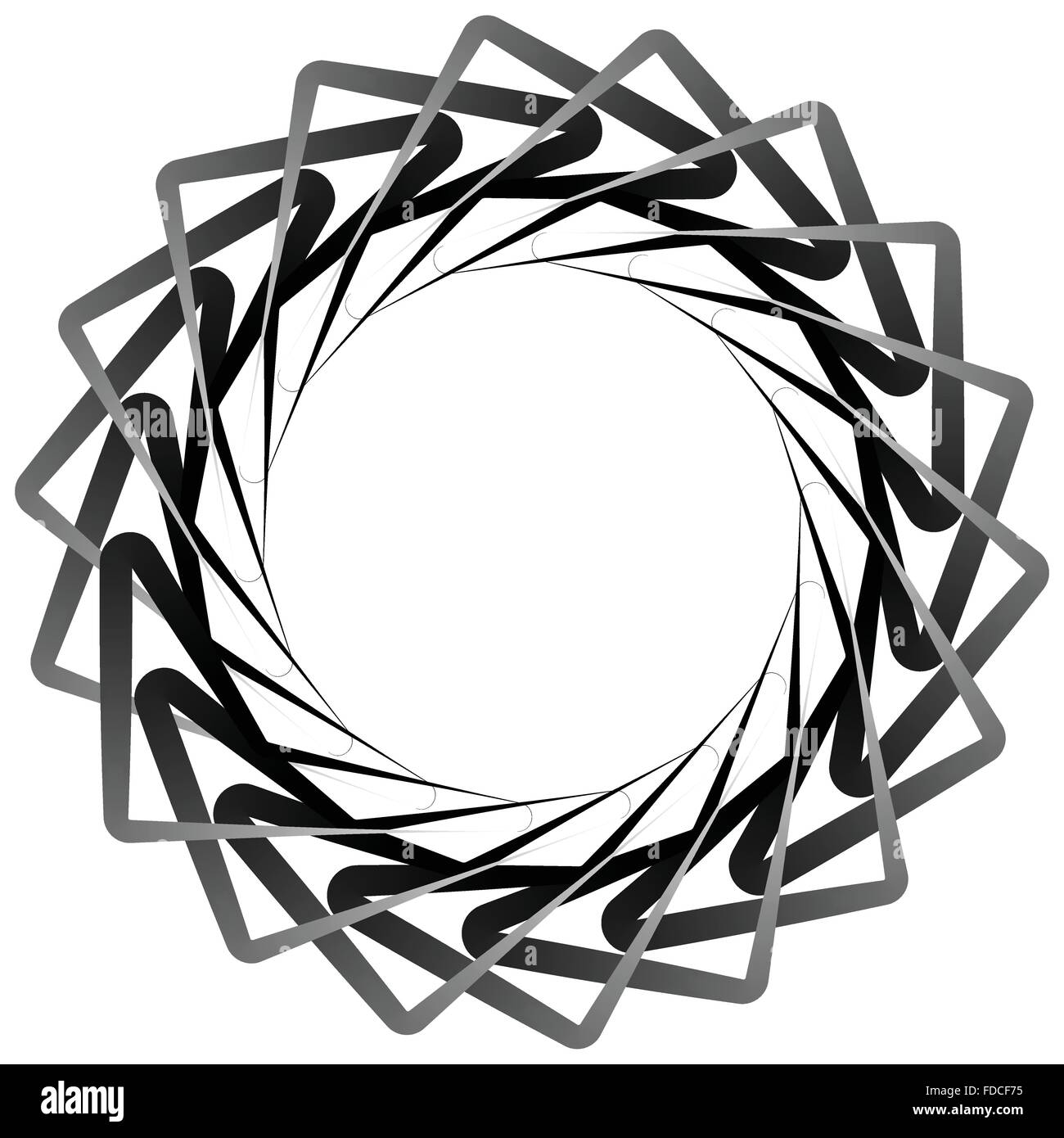 Abstract spirally, twirly shape isolated on white. Monochrome vector ...