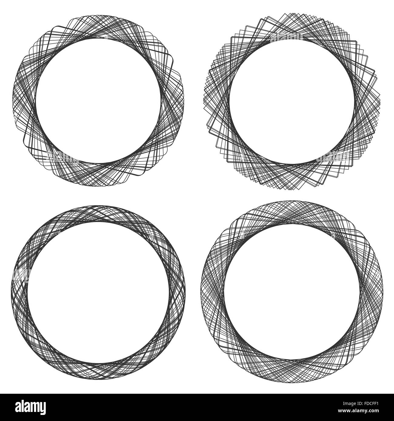 Spirograph pattern like rotating spiral, vortex shape. Abstract monochrome element Stock Vector ...