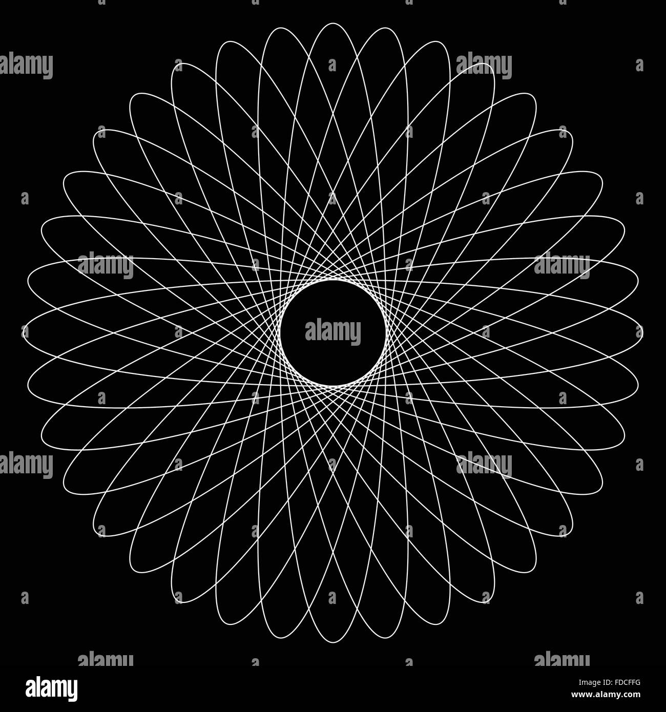 Spirograph pattern like rotating spiral, vortex shape. Abstract monochrome element Stock Vector ...