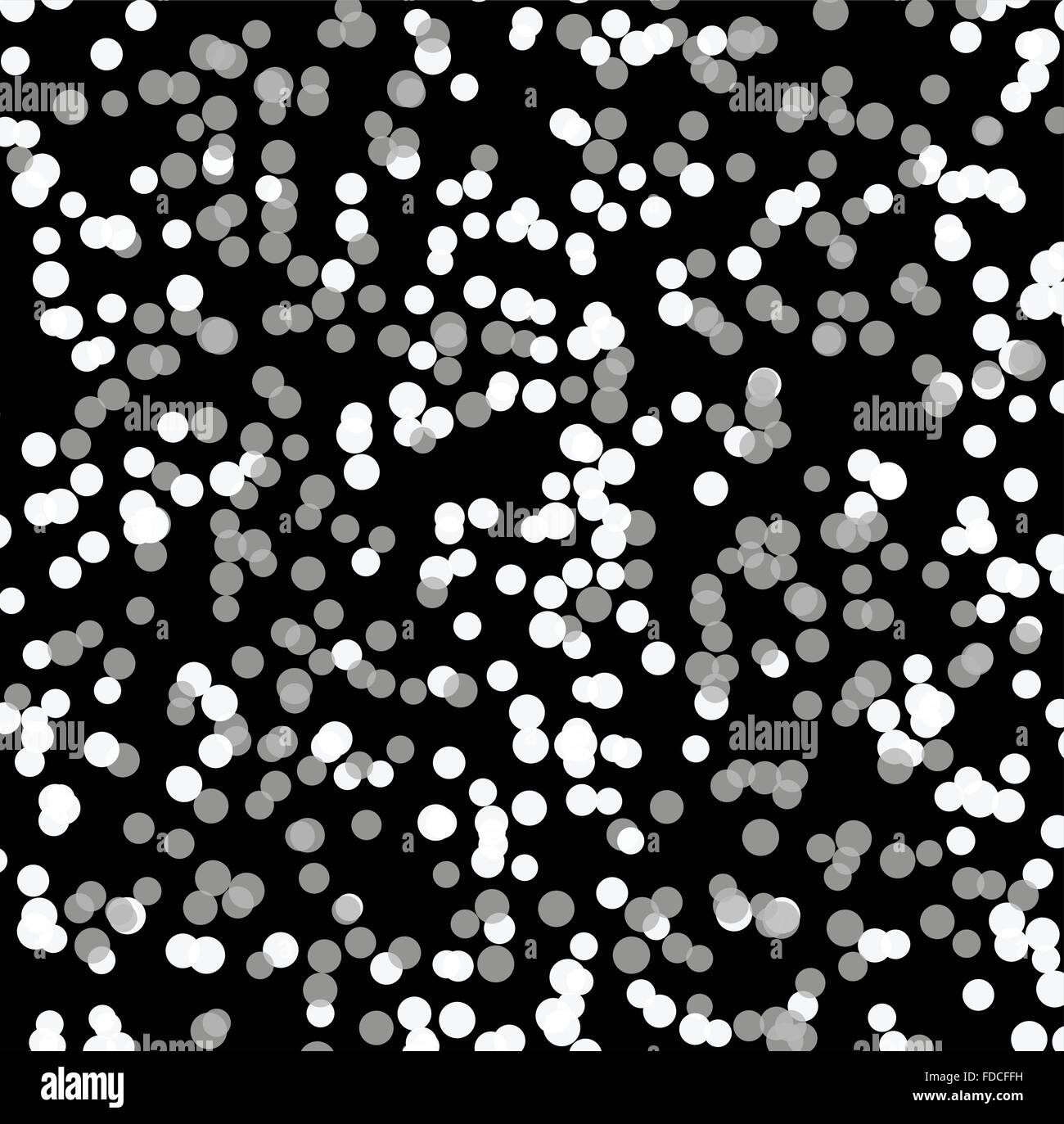 Abstract background with random, scattered circles. Grayscale ...