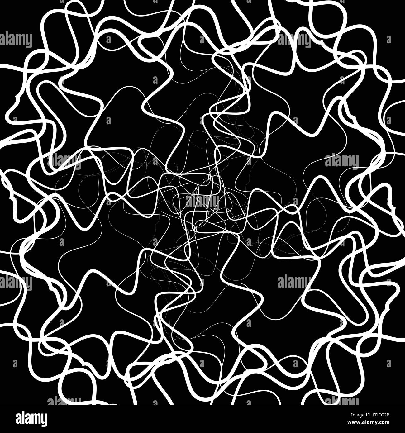 Abstract lines pattern with distortion. Black and white background in ...