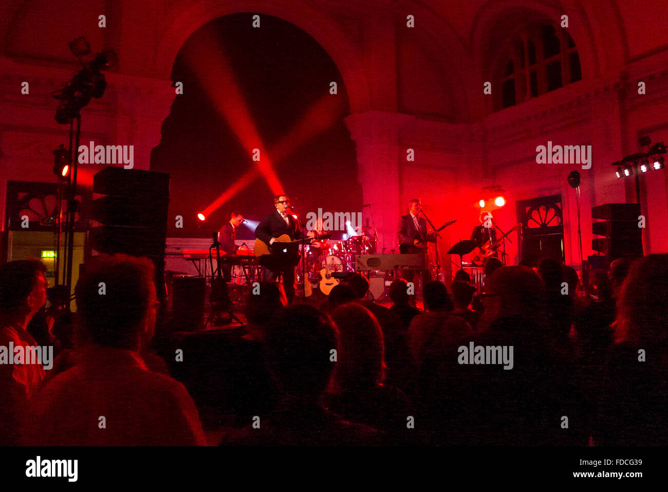 The pop group Squeeze performing live at Lewes Town Hall Stock Photo ...