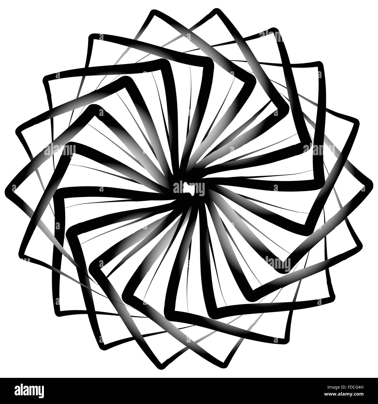 Spirograph pattern like rotating spiral, vortex shape. Abstract monochrome element Stock Vector ...