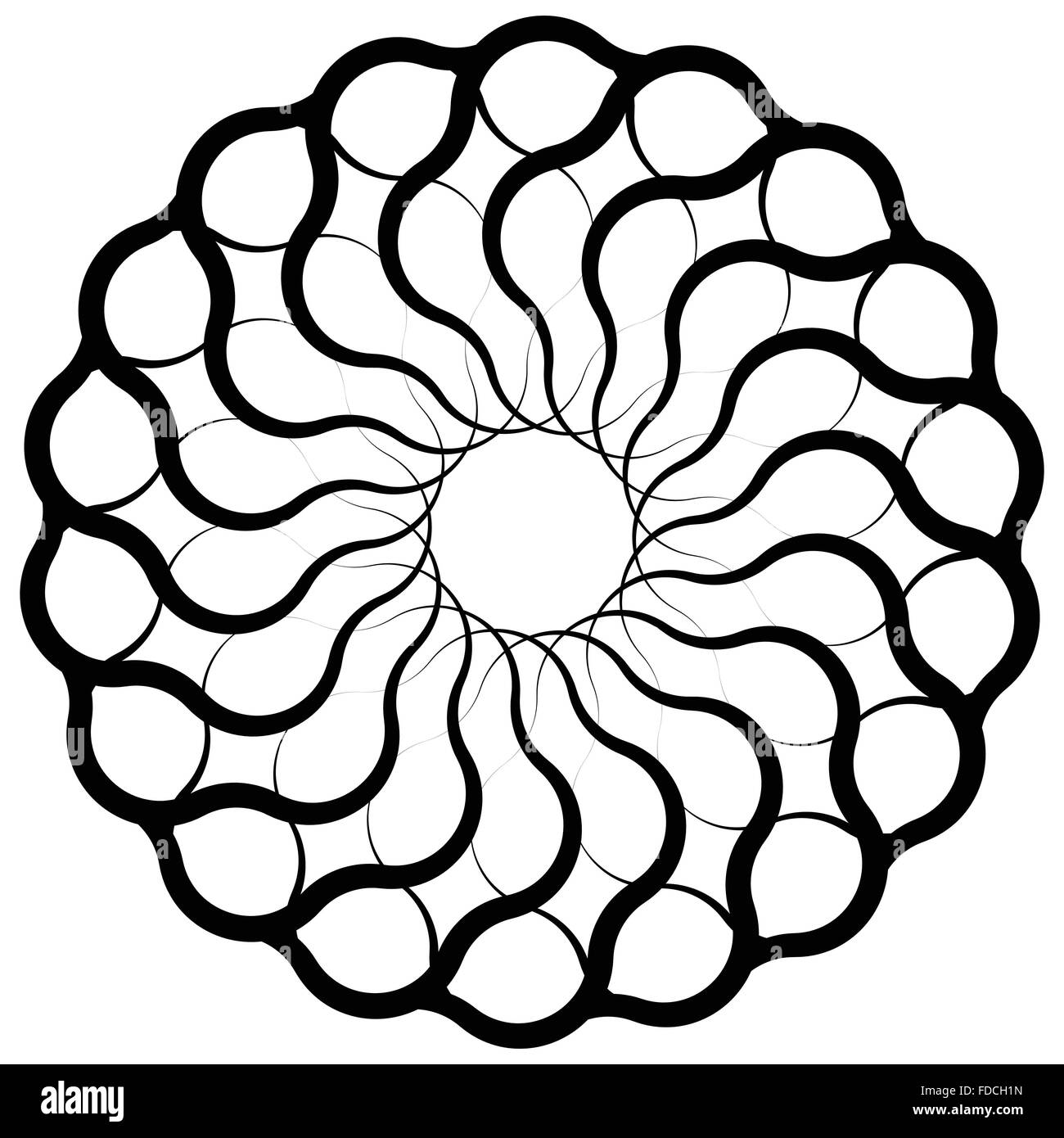 Abstract spirally, twirly shape isolated on white. Monochrome vector ...