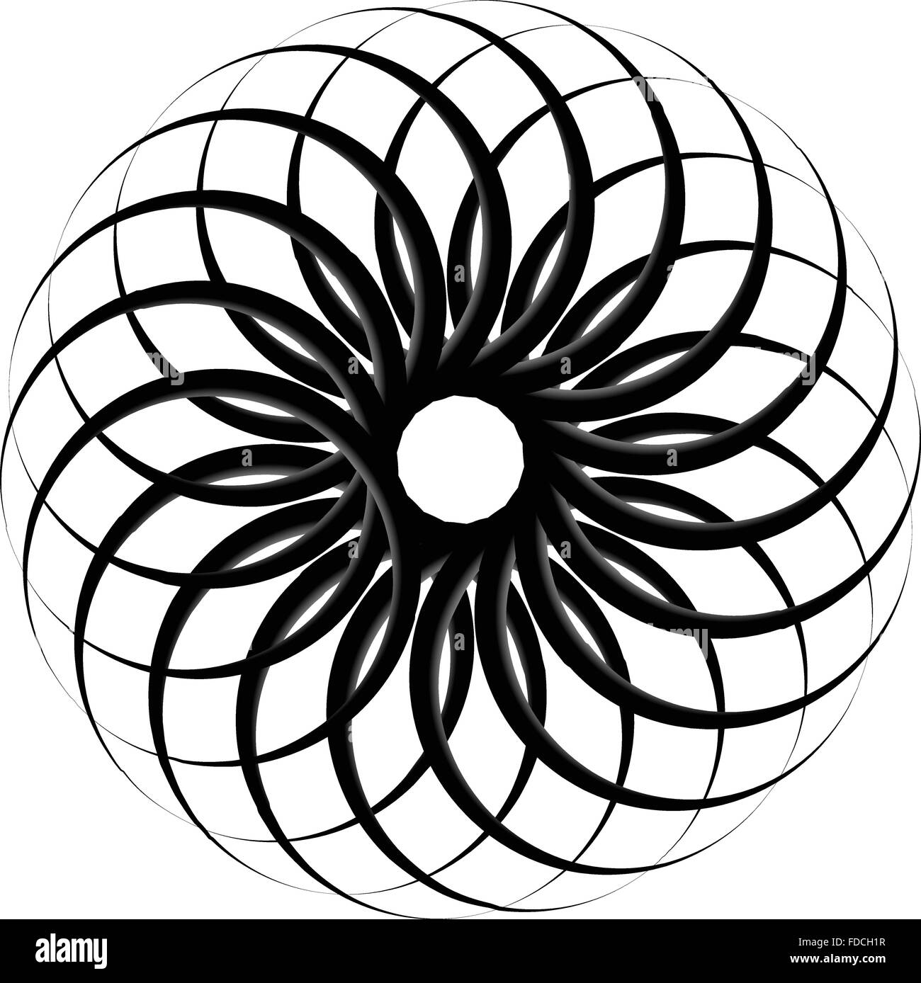 Spirograph pattern like rotating spiral, vortex shape. Abstract monochrome element Stock Vector ...
