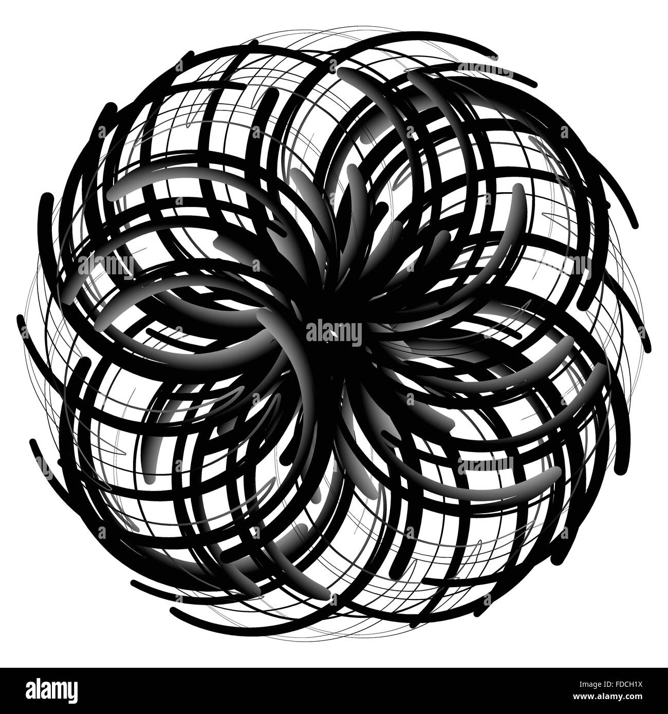 Spirograph pattern like rotating spiral, vortex shape. Abstract monochrome element Stock Vector ...