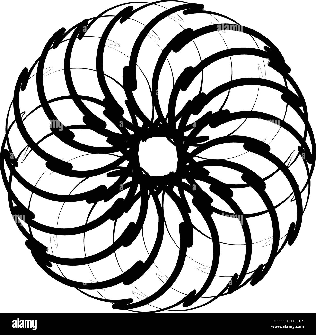 Spirograph pattern like rotating spiral, vortex shape. Abstract monochrome element Stock Vector ...