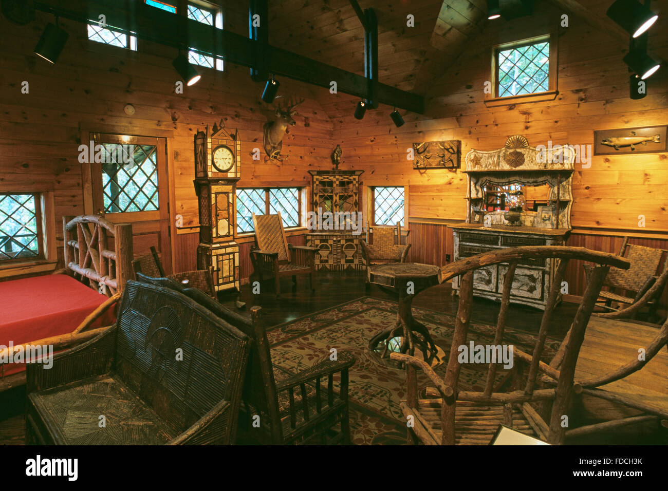 Old house furnished by Adirondack style, Adirondack Museum at Blue ...