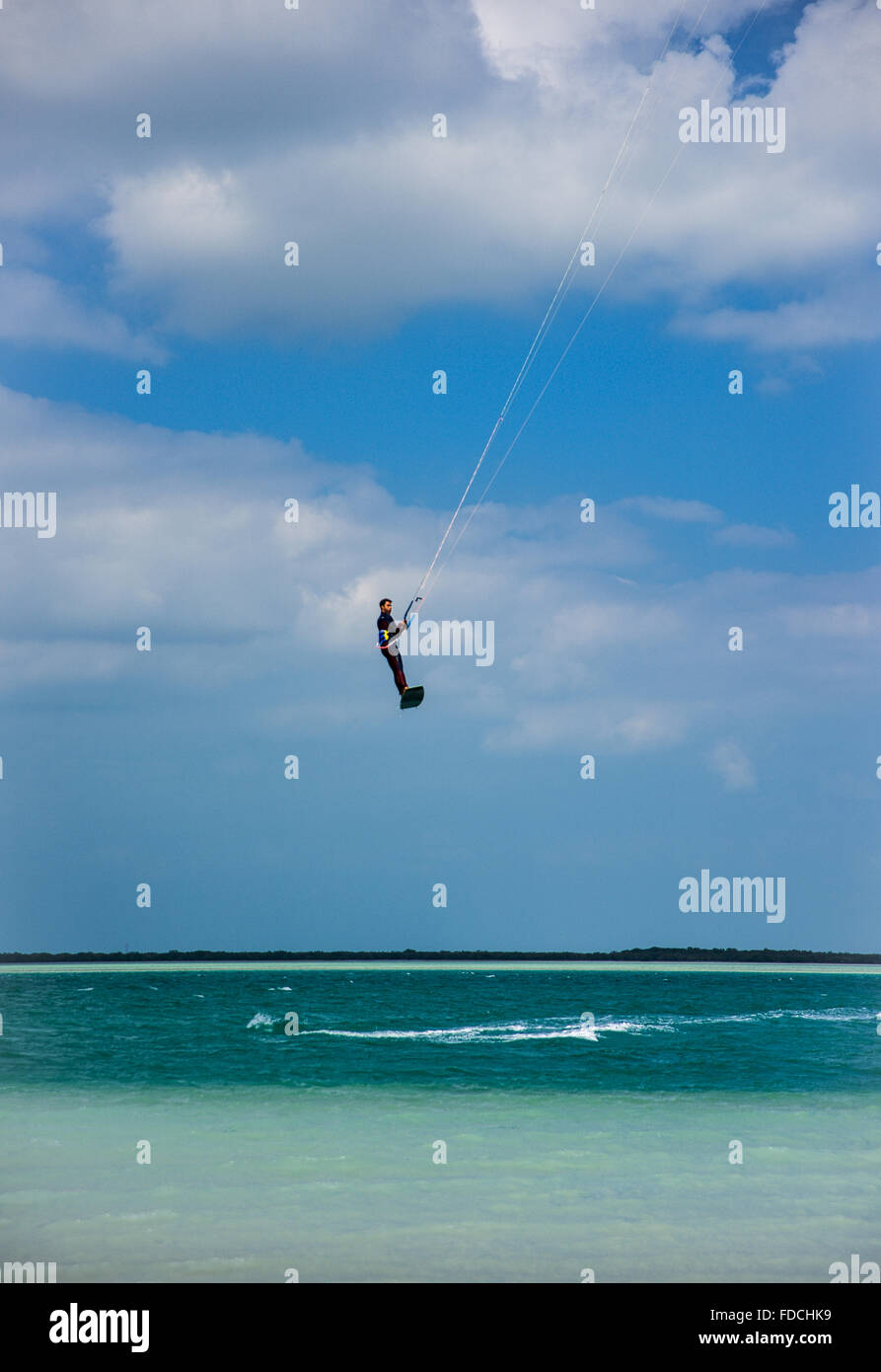 Kite surfer flying, Abu Dhabi Stock Photo - Alamy