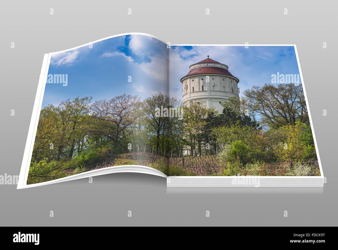 The water tower was built in 1917 and is 39 meters high, Radebeul near ...
