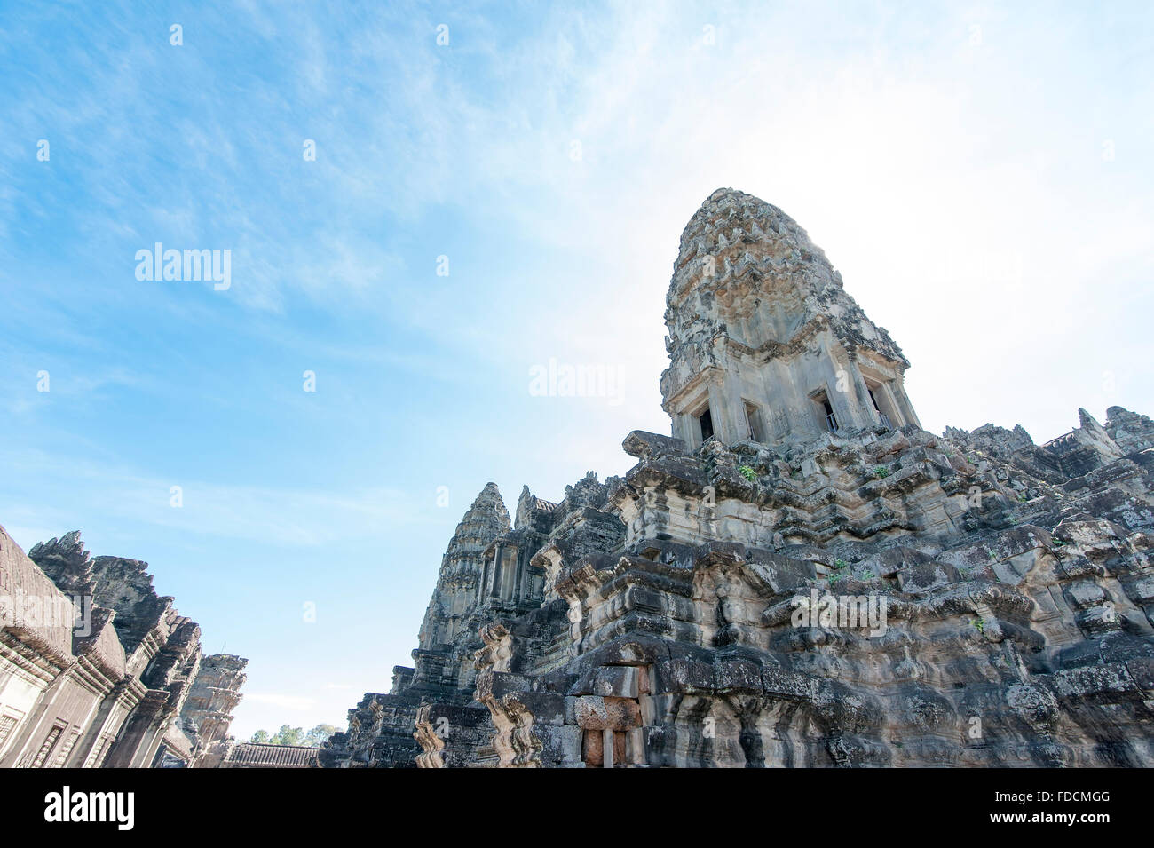Angkor wat center tower look up Stock Photo - Alamy