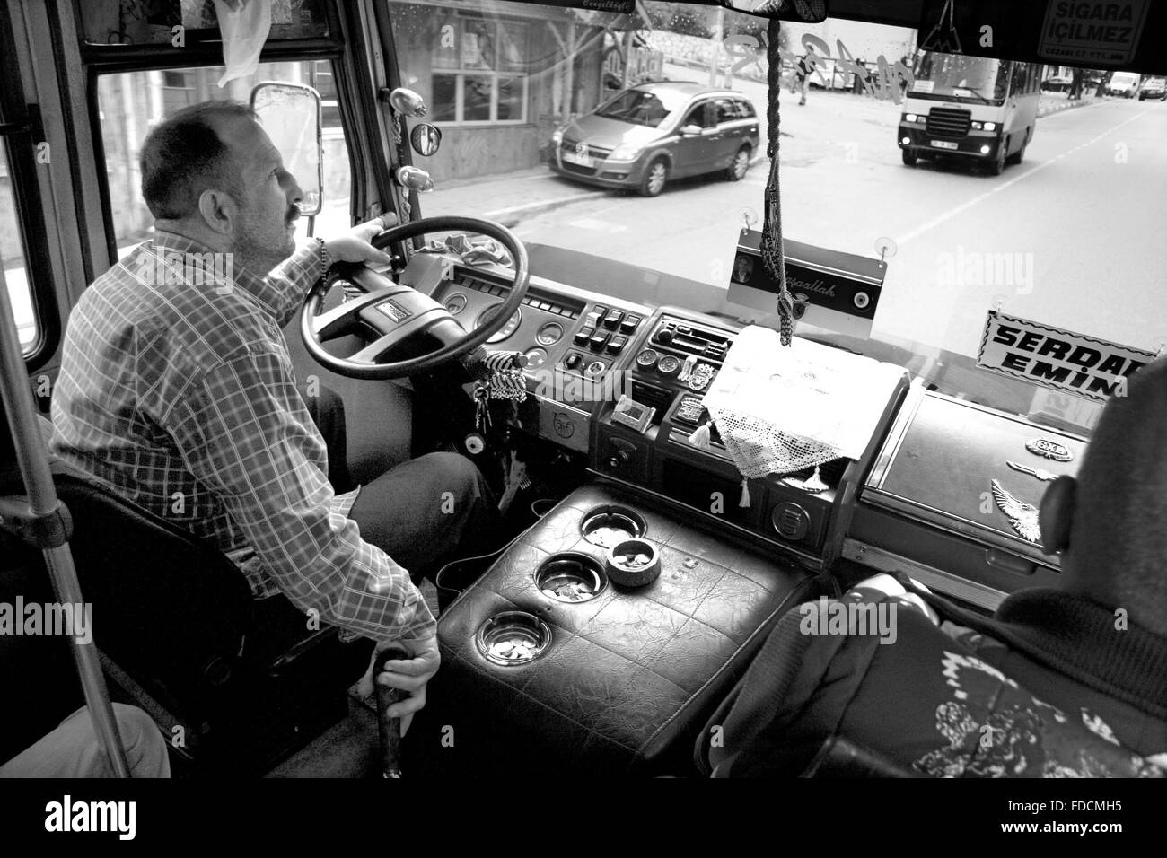 Bus man driving Black and White Stock Photos & Images - Alamy
